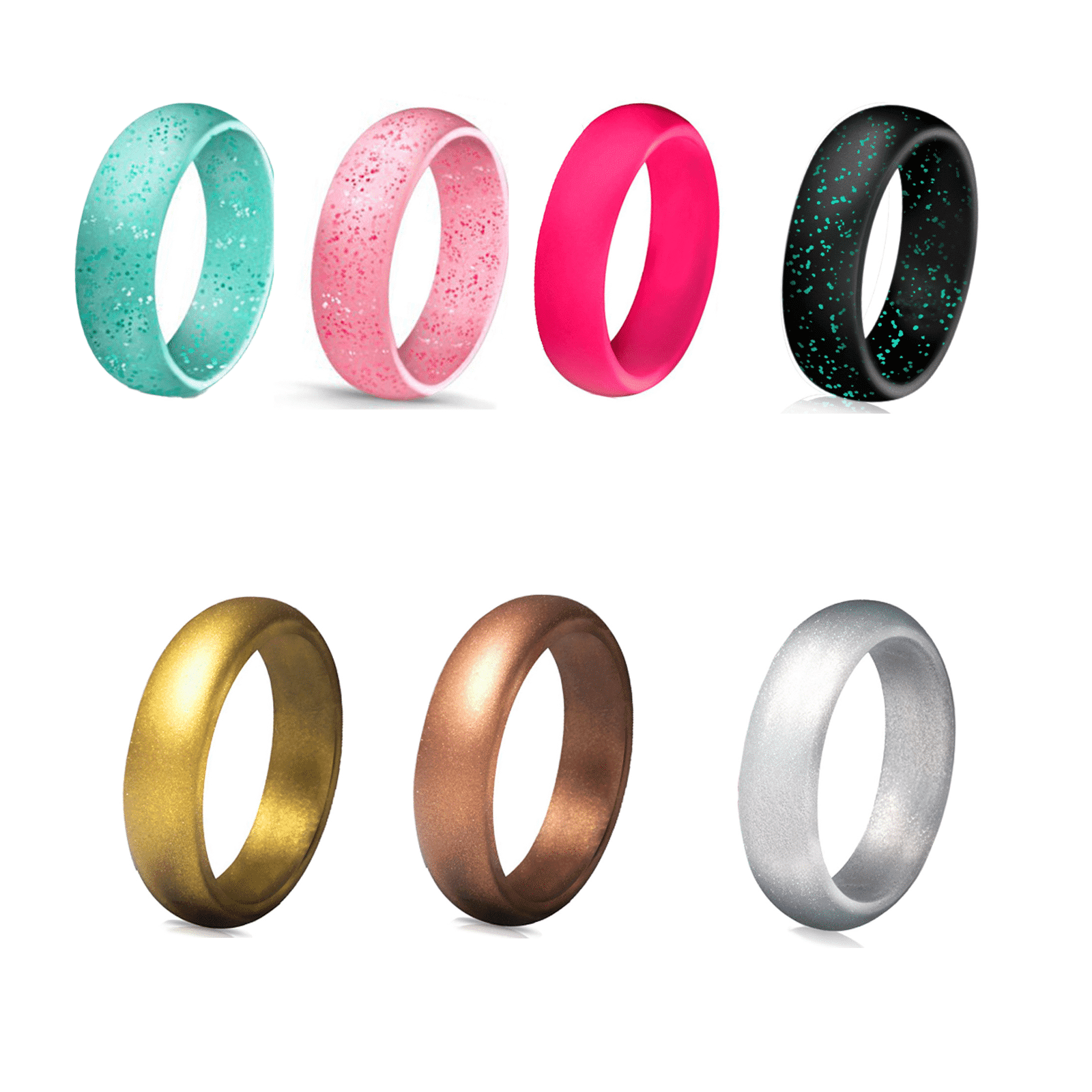 DESIGNICE Silicone Ring, Glamorous Glitter Design Rings for Women ...
