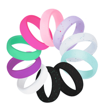 DESIGNICE Silicone Ring,Shimmering Glitter Rings for Women,Soft ...