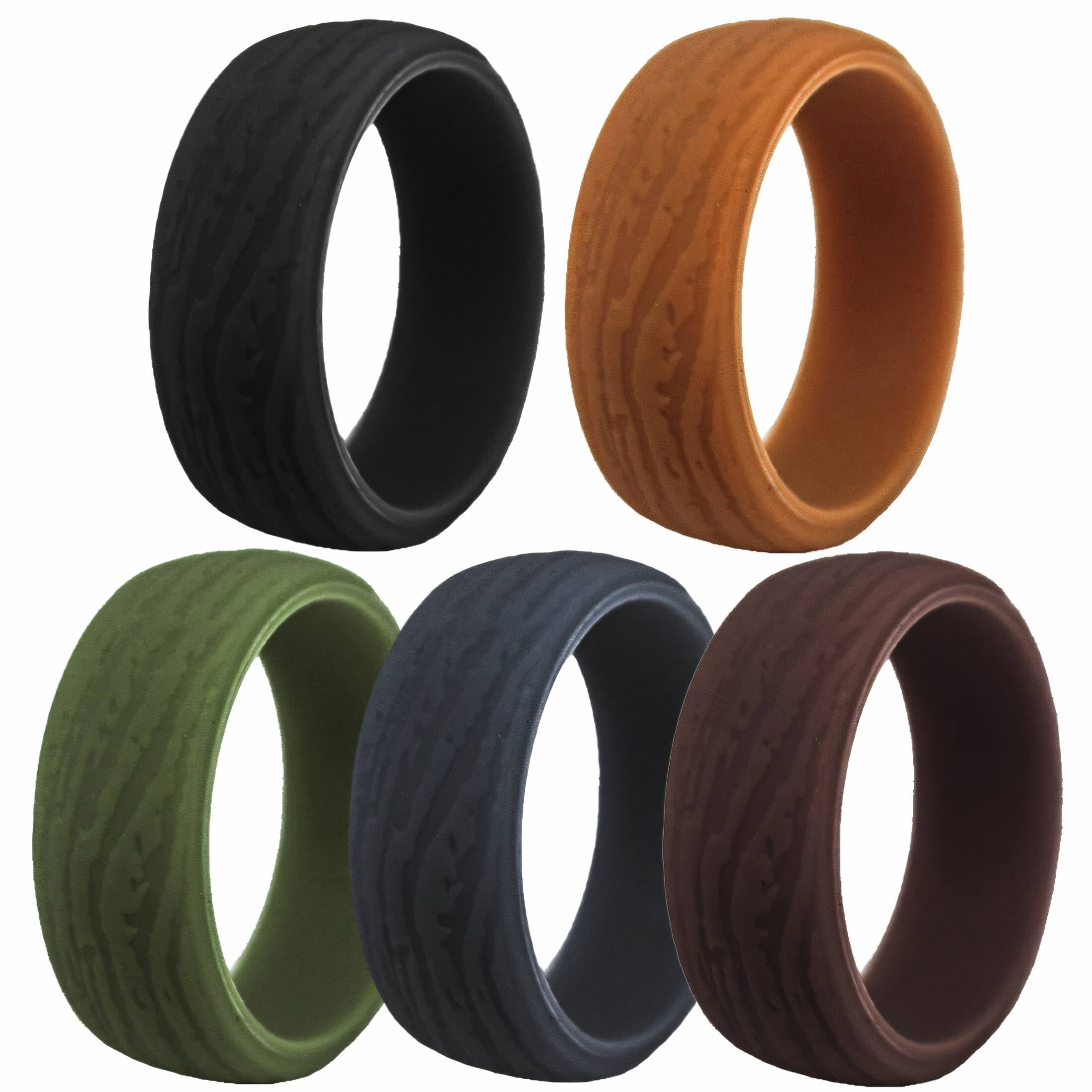 DESIGNICE Silicone Ring,Unique Bark Texture Rings for Women,Flexible ...