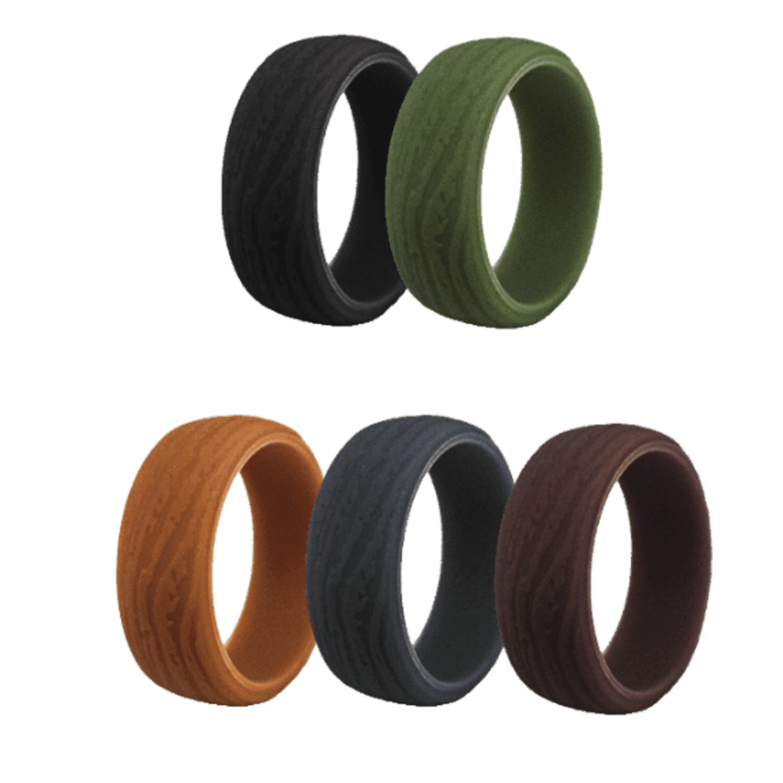 DESIGNICE Silicone Ring,Unique Bark Texture Rings for Women,Flexible ...