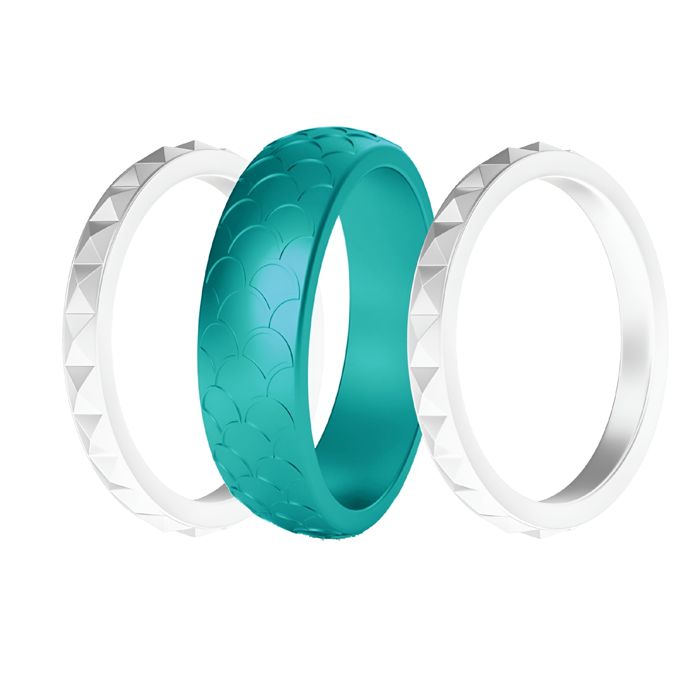 DESIGNICE Silicone Wedding Rings for Women 3 Packs - Stackable Silicone ...