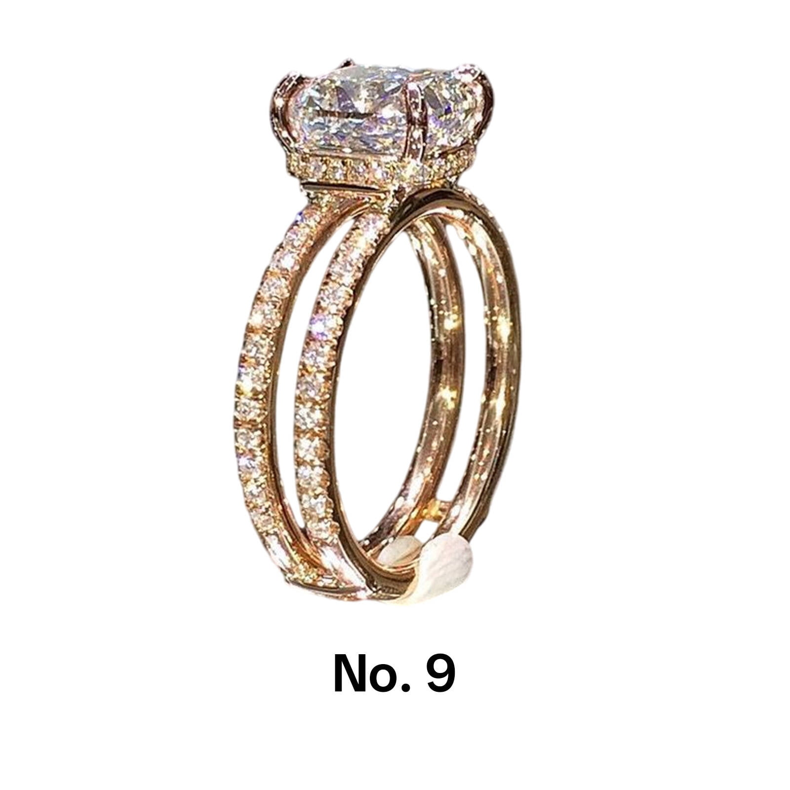 DESIGNICE Silver Rings,Double-Layer Diamond Setting Rings for Women ...