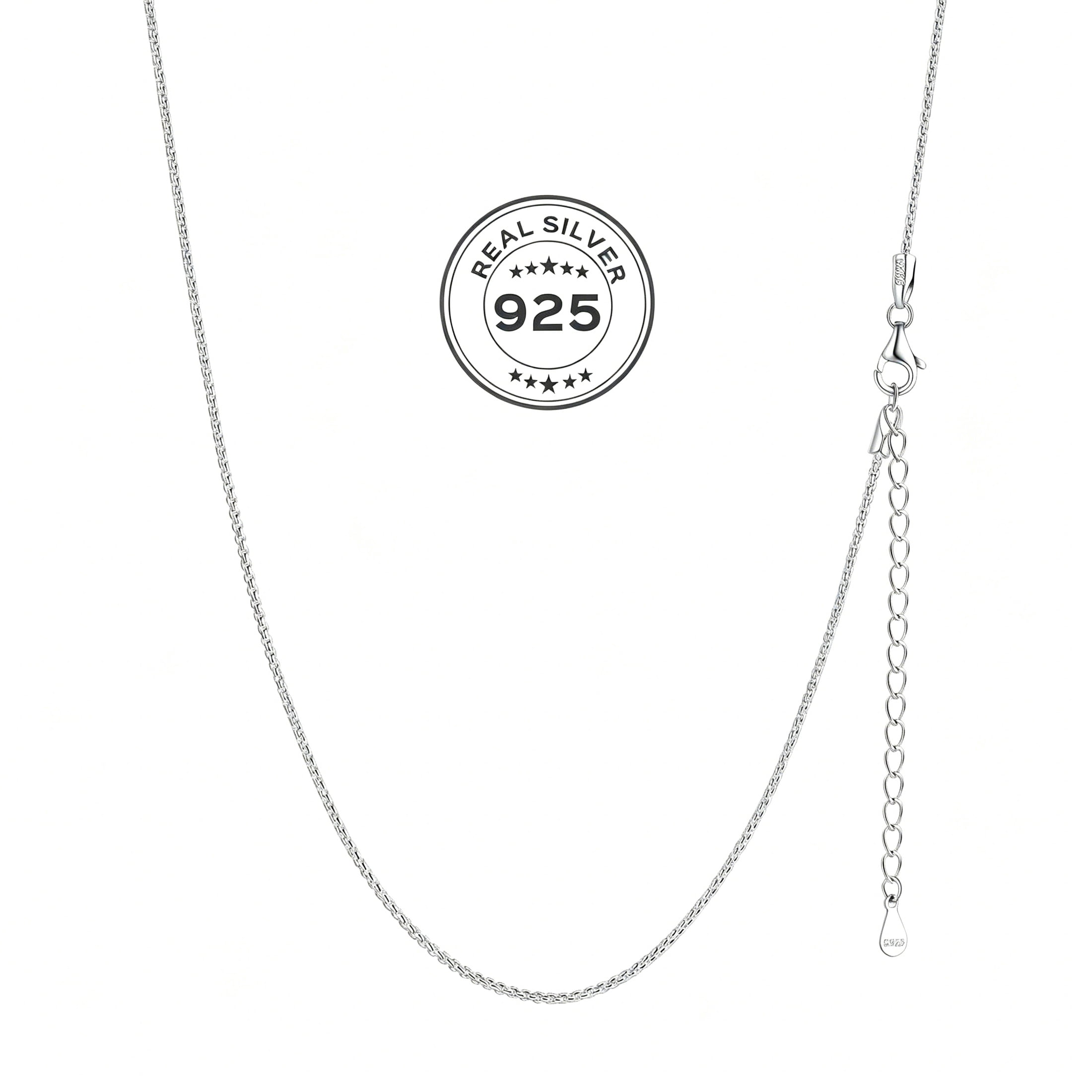DESIGNICE Solid Sterling Silver Polished Box Chain Necklace for ...