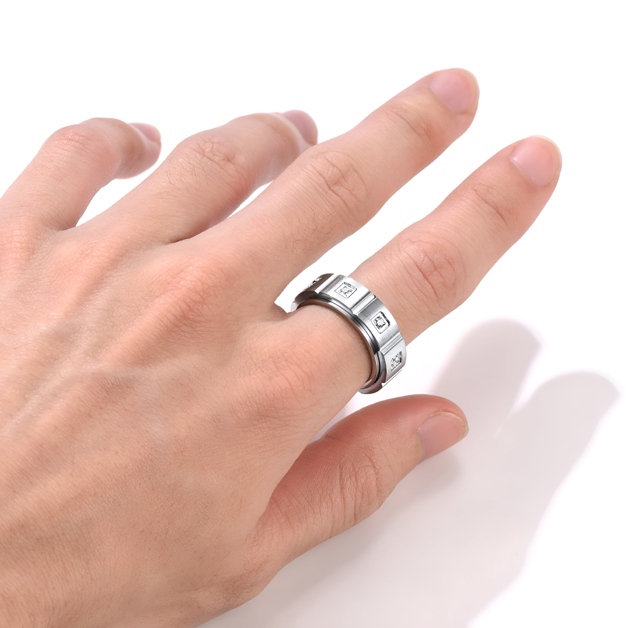 DESIGNICE Spinner Ring for Women/Men Diamond Fidget Band Rings for ...