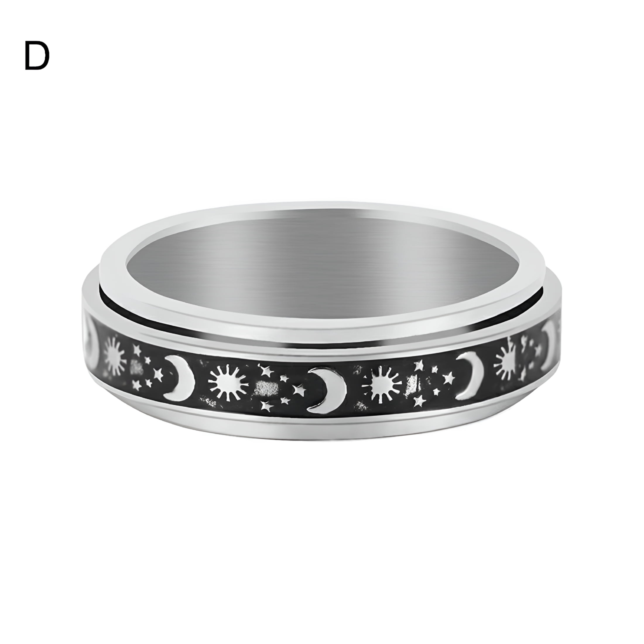 DESIGNICE Spinner Rings Long Lasting Unisex Anti-Rust Alloy Moon Star ...