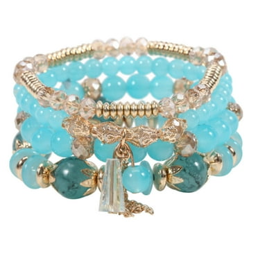 Claire's 5 Piece Stackable Beaded and String Colorful Bracelet Set ...