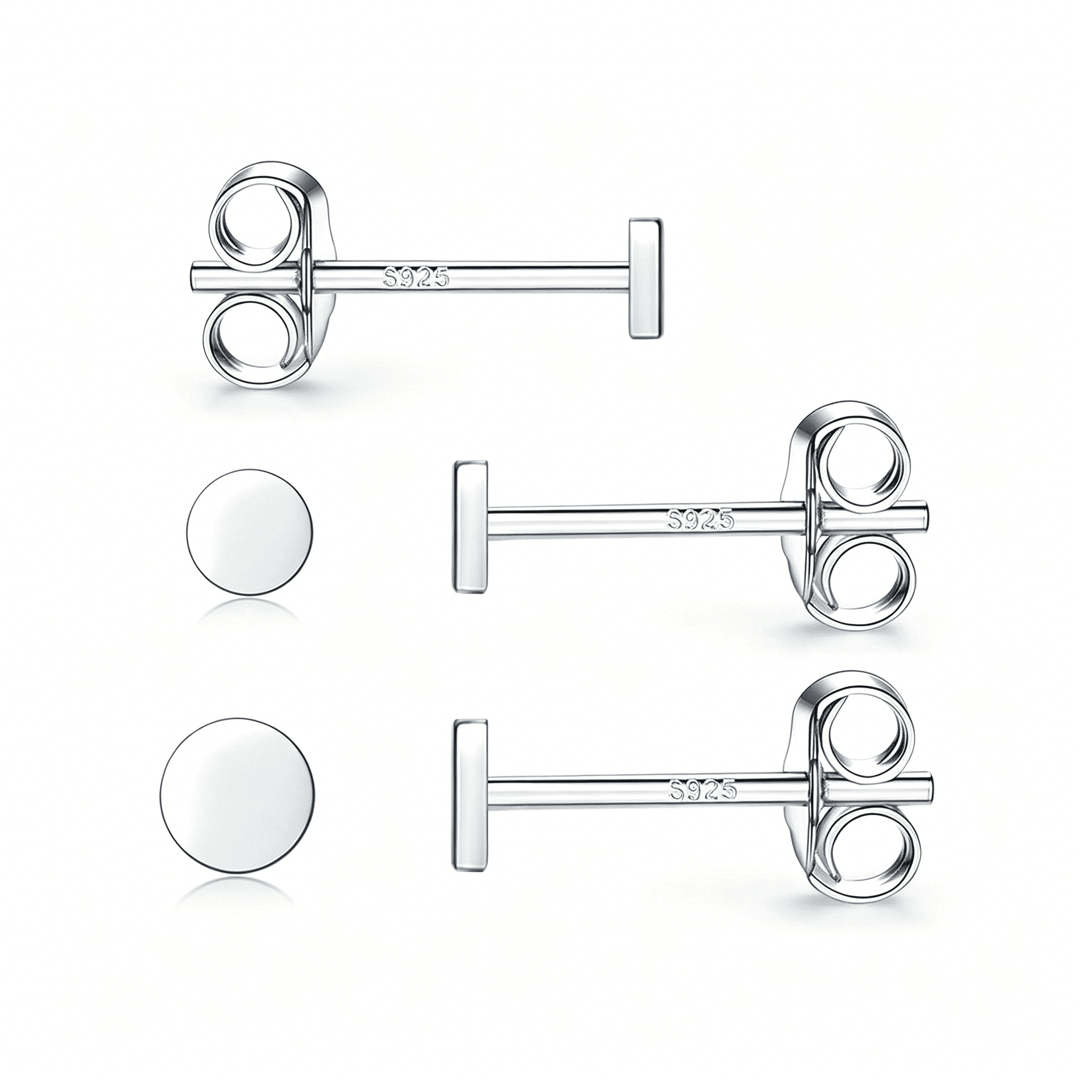 DESIGNICE Sterling Silver Stud Earrings for Women,Tiny Flat Dot ...