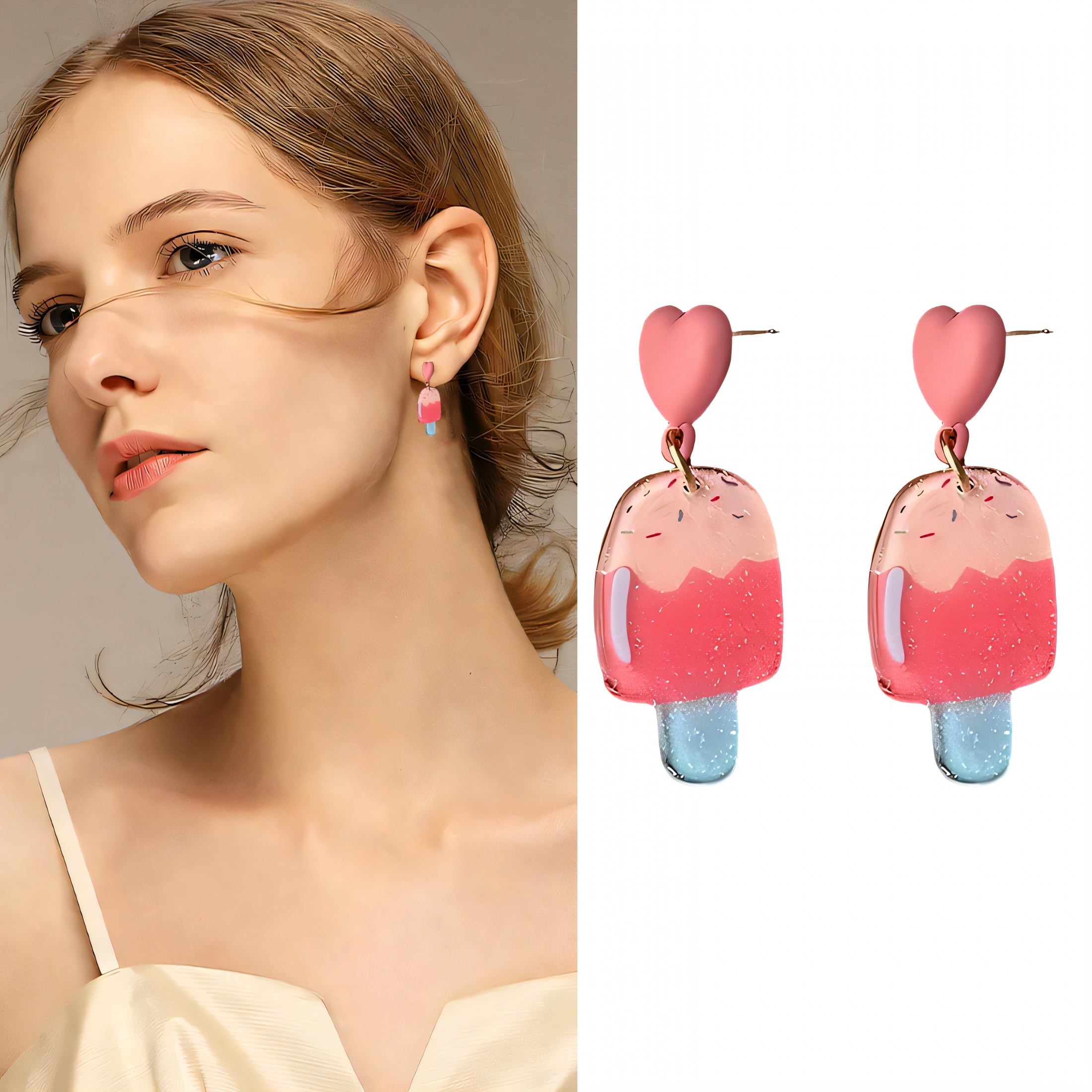 DESIGNICE Summer Earrings,3D Ice Cream Shape Earrings for Women,925 ...
