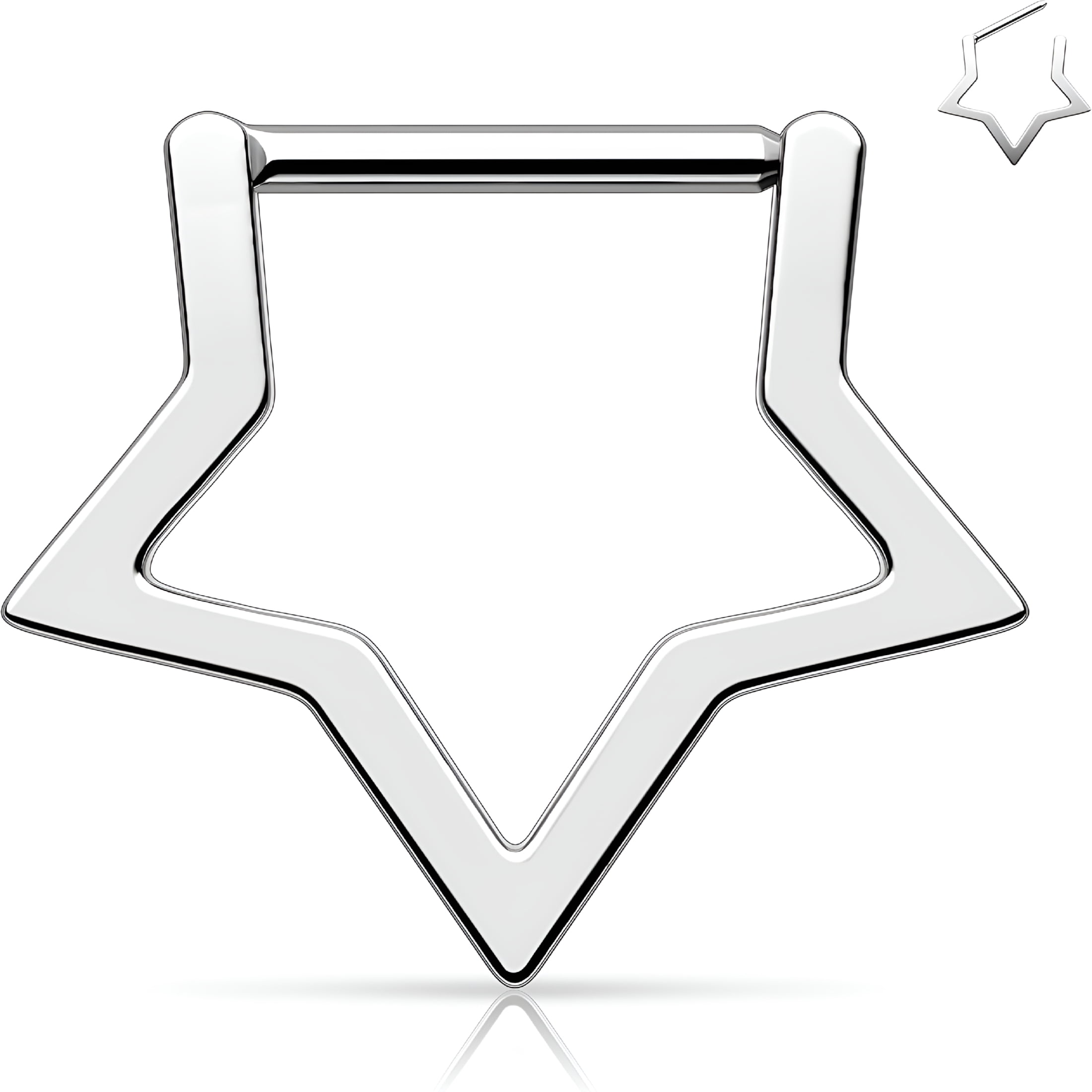 DESIGNICE Titanium Star Septum Ring 16G, 8Mm Solid Titanium Daith ...