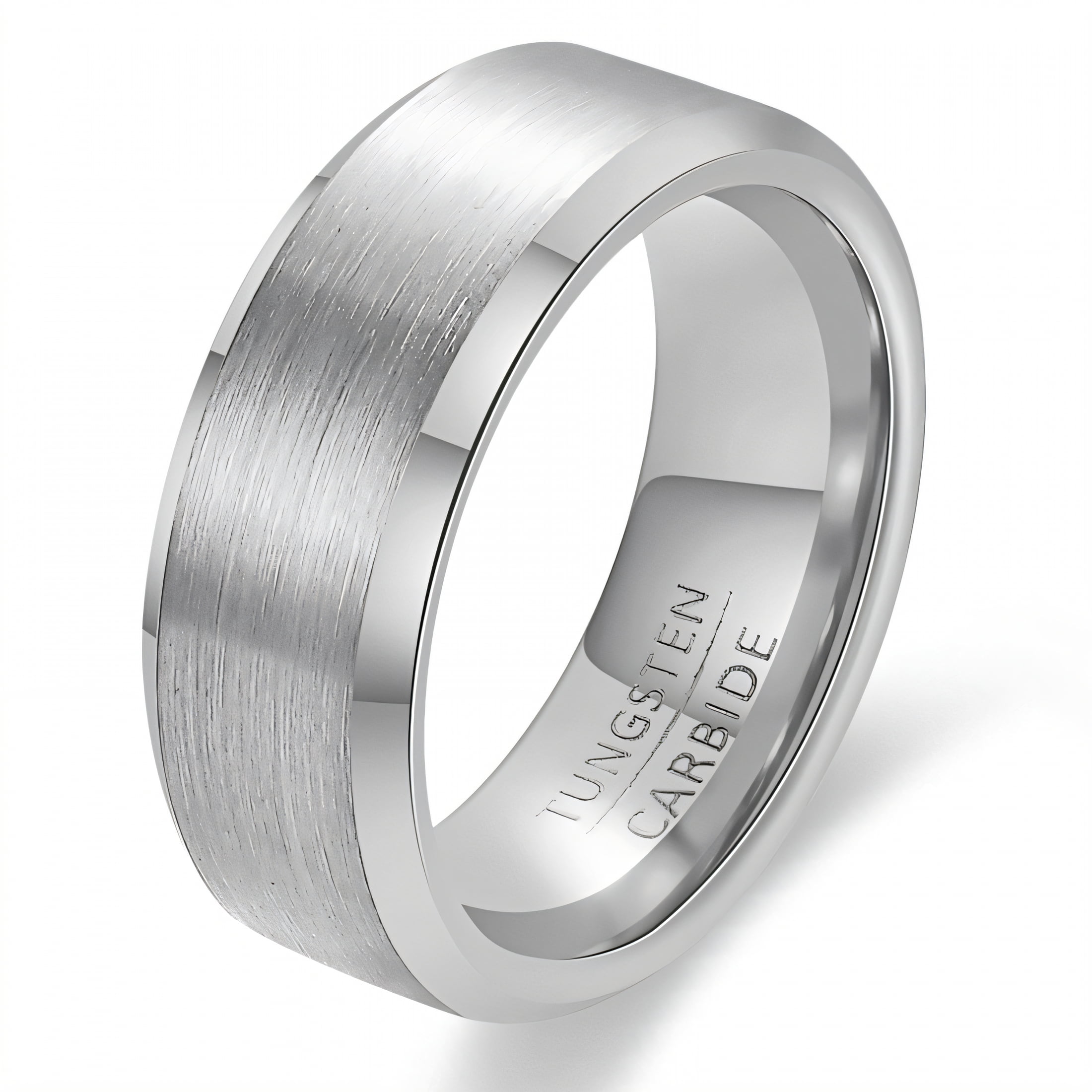 DESIGNICE Tungsten Rings for Men,Round Silhouette Mens Tungsten Wedding ...