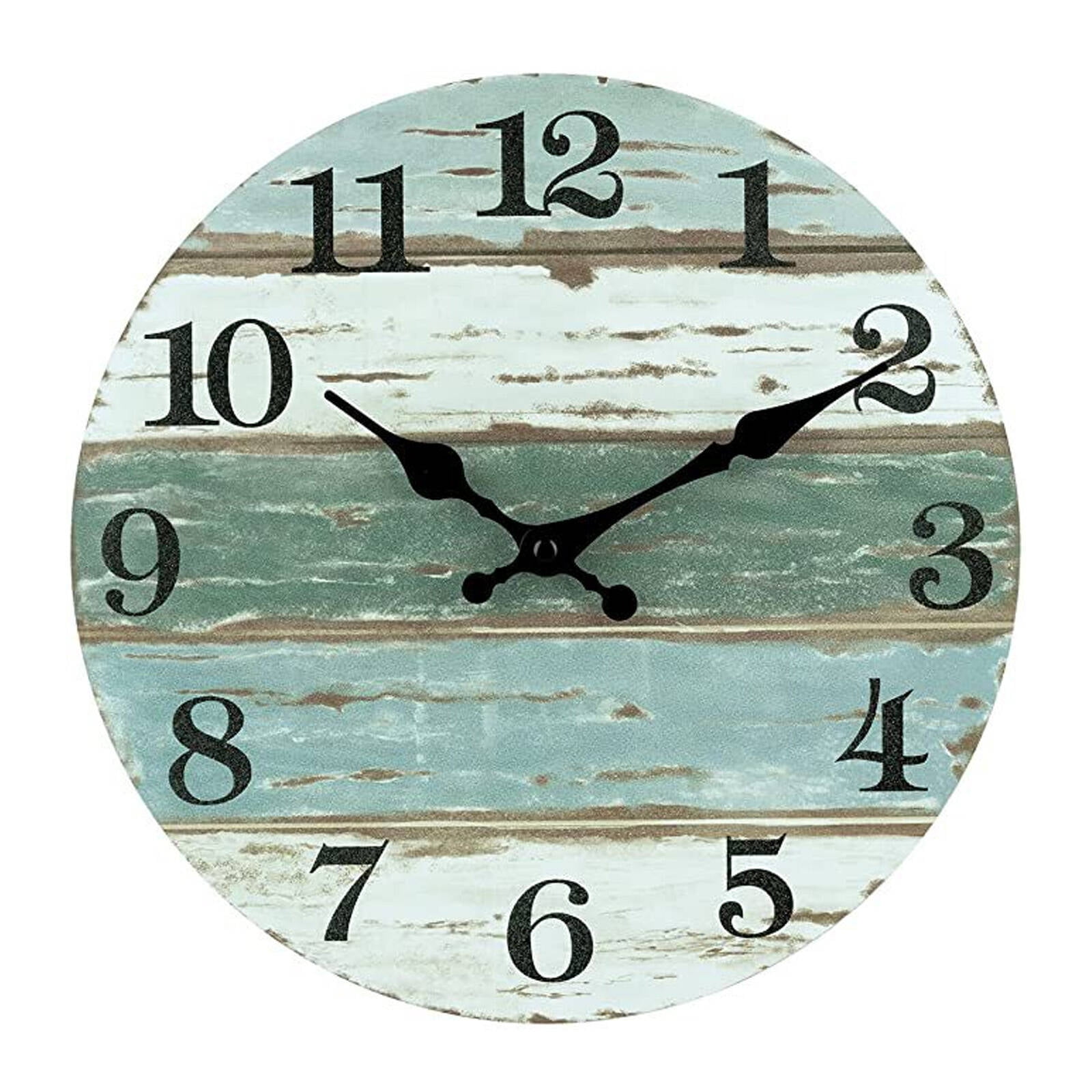 DESIGNICE Wall Clock,Elegant Wood Texture Large Wall Clock,Silent ...