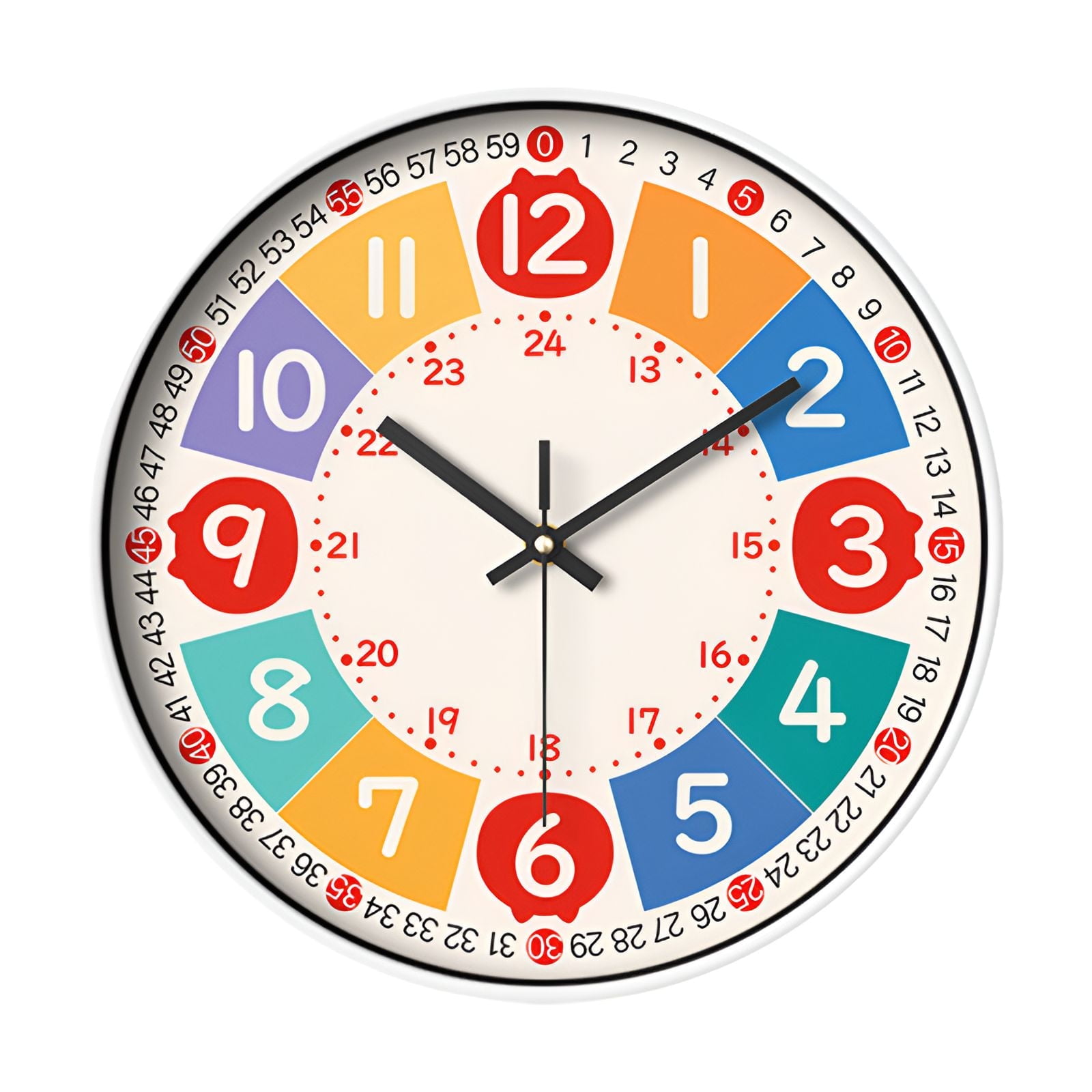 DESIGNICE Wall Clock,Simple Time Learning Modern Wall Clock,Fun Clock ...