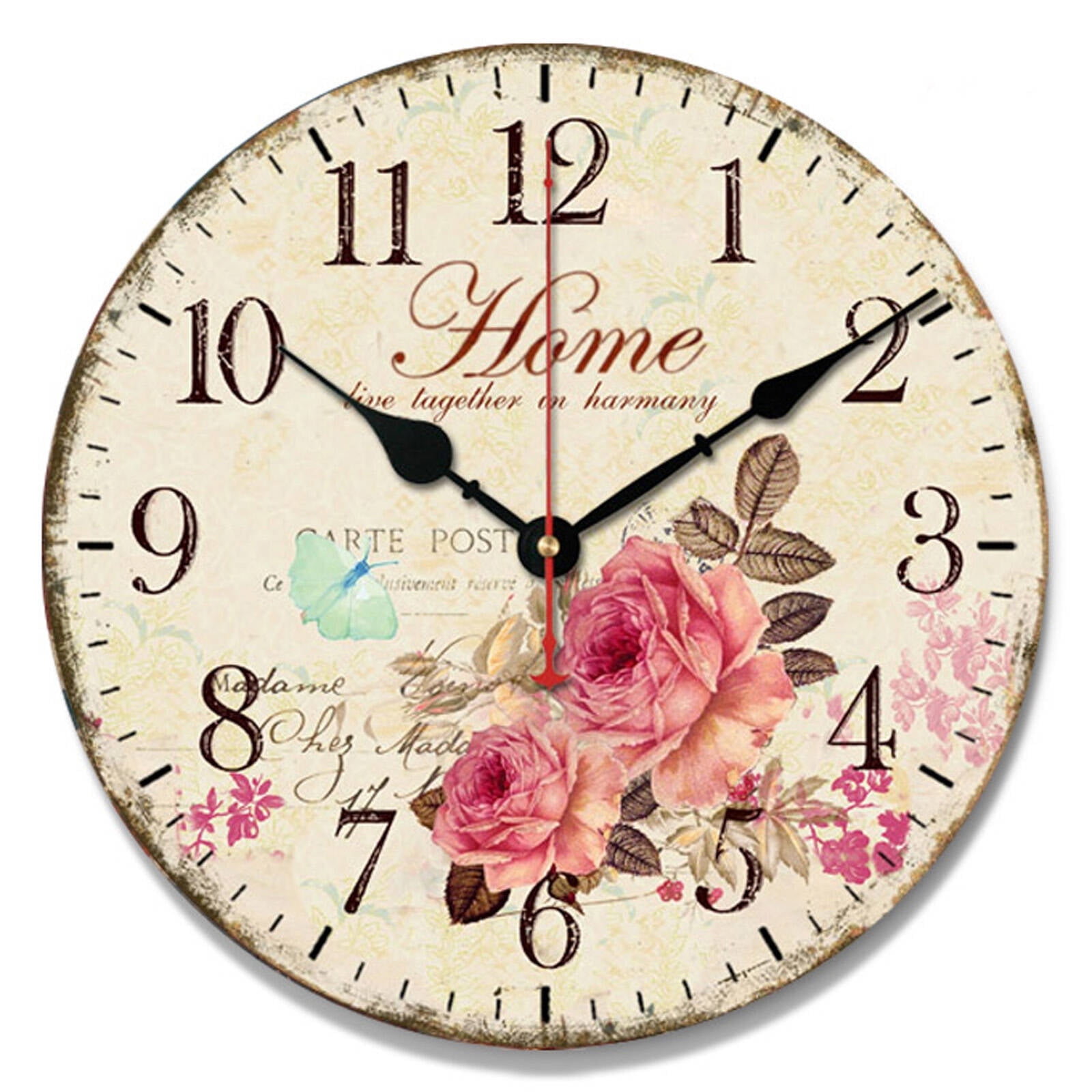 DESIGNICE Wall Clock,Vintage Style with Silent Movement Large Wall ...
