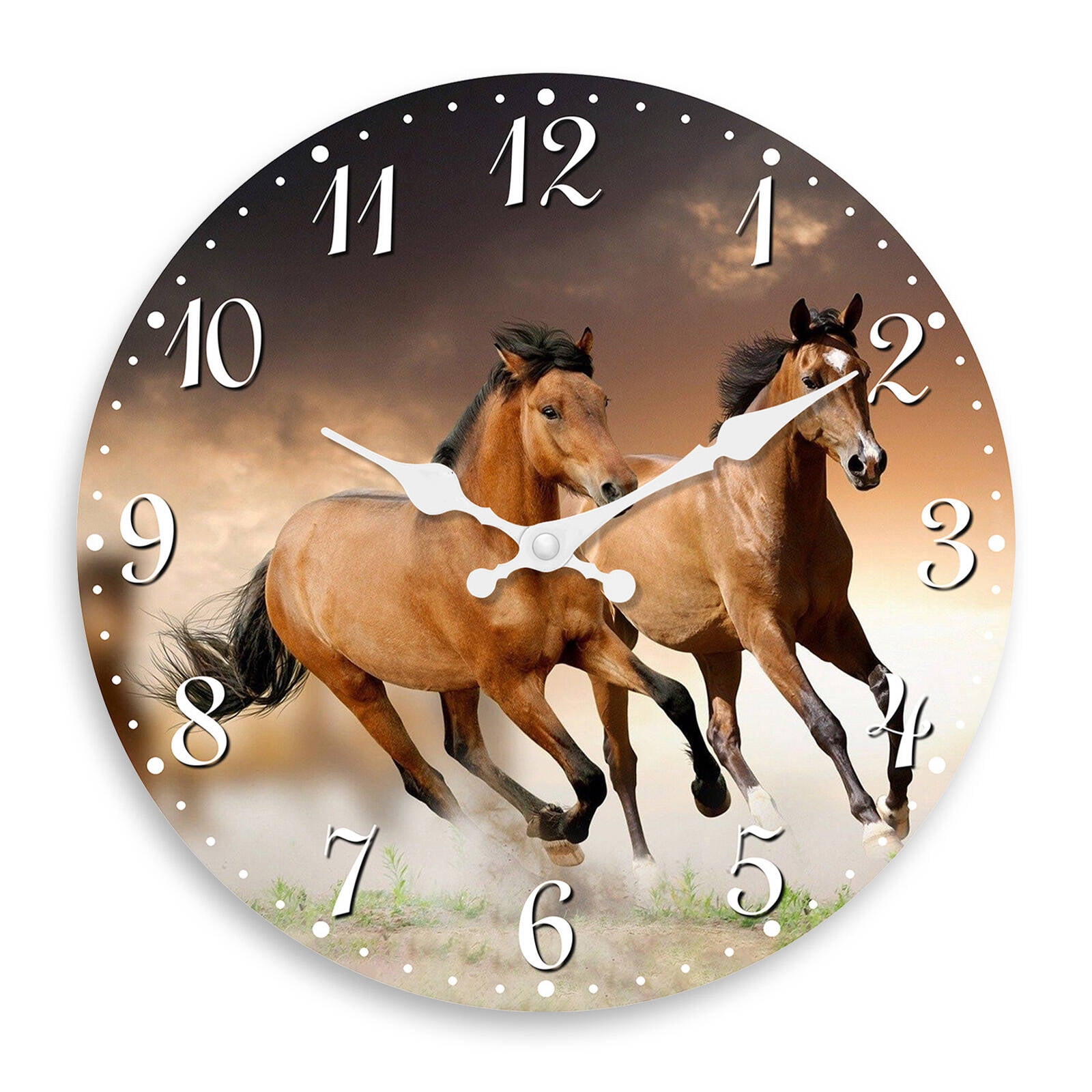 DESIGNICE Wall Clock,Wooden Frame Large Wall Clock,Large Dial Silent ...
