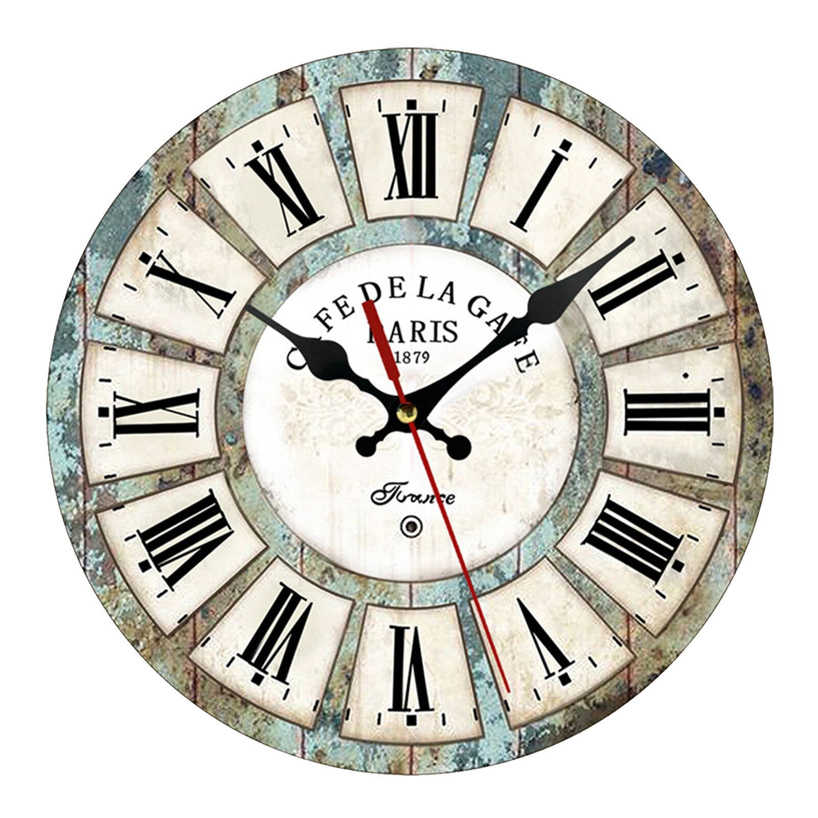DESIGNICE Wall Clock,Wooden Timepiece Large Wall Clock,Metal Pointer ...