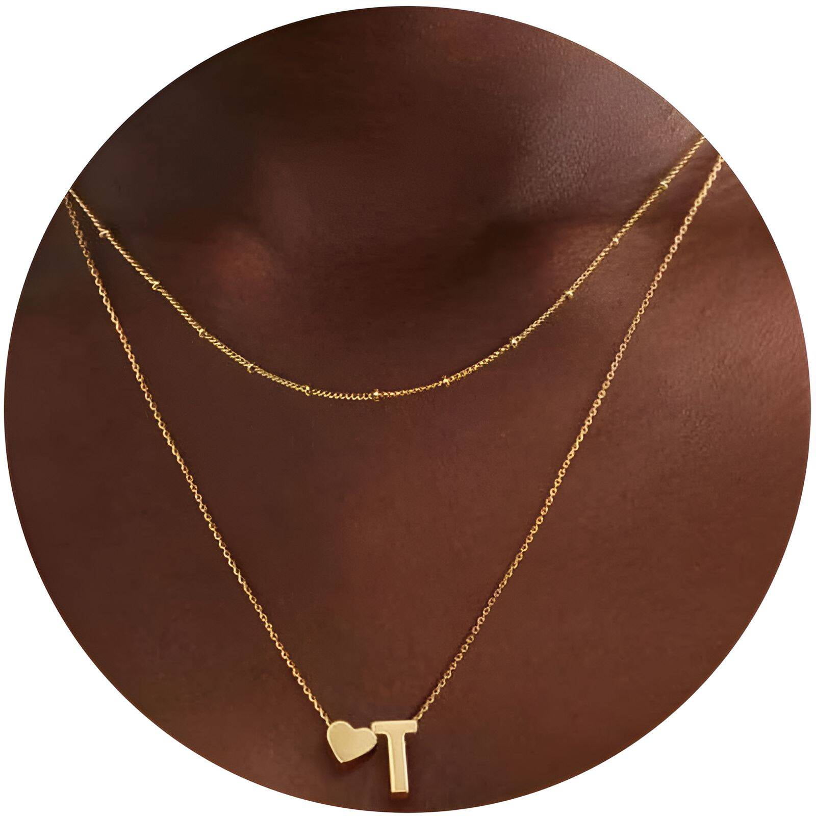 DESIGNICE Waterproof Necklace for Women Gold,Modern Design Small ...