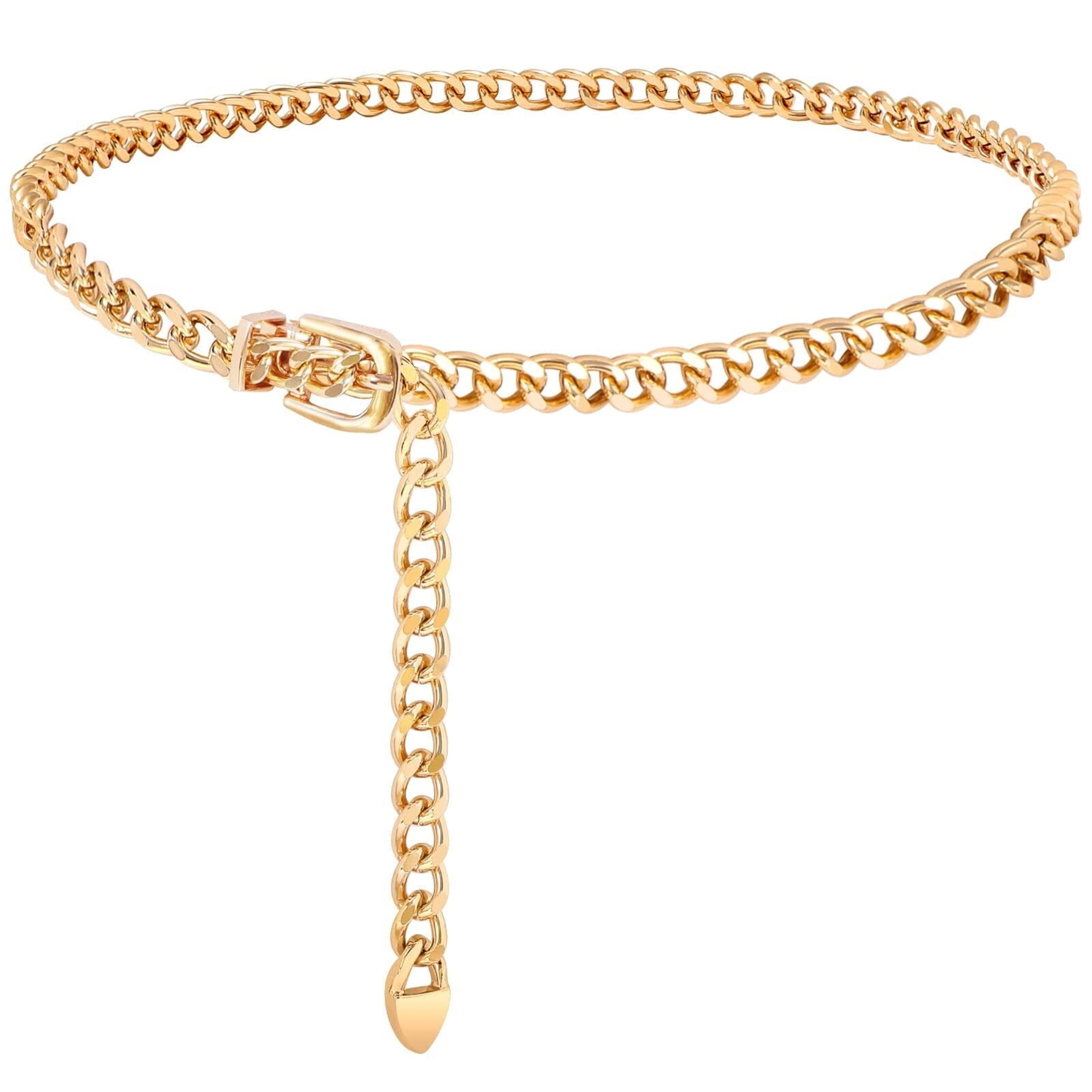 DESIGNICE Women Chain Belt Ladies Gold Adjustable Metal Waist Belts for ...