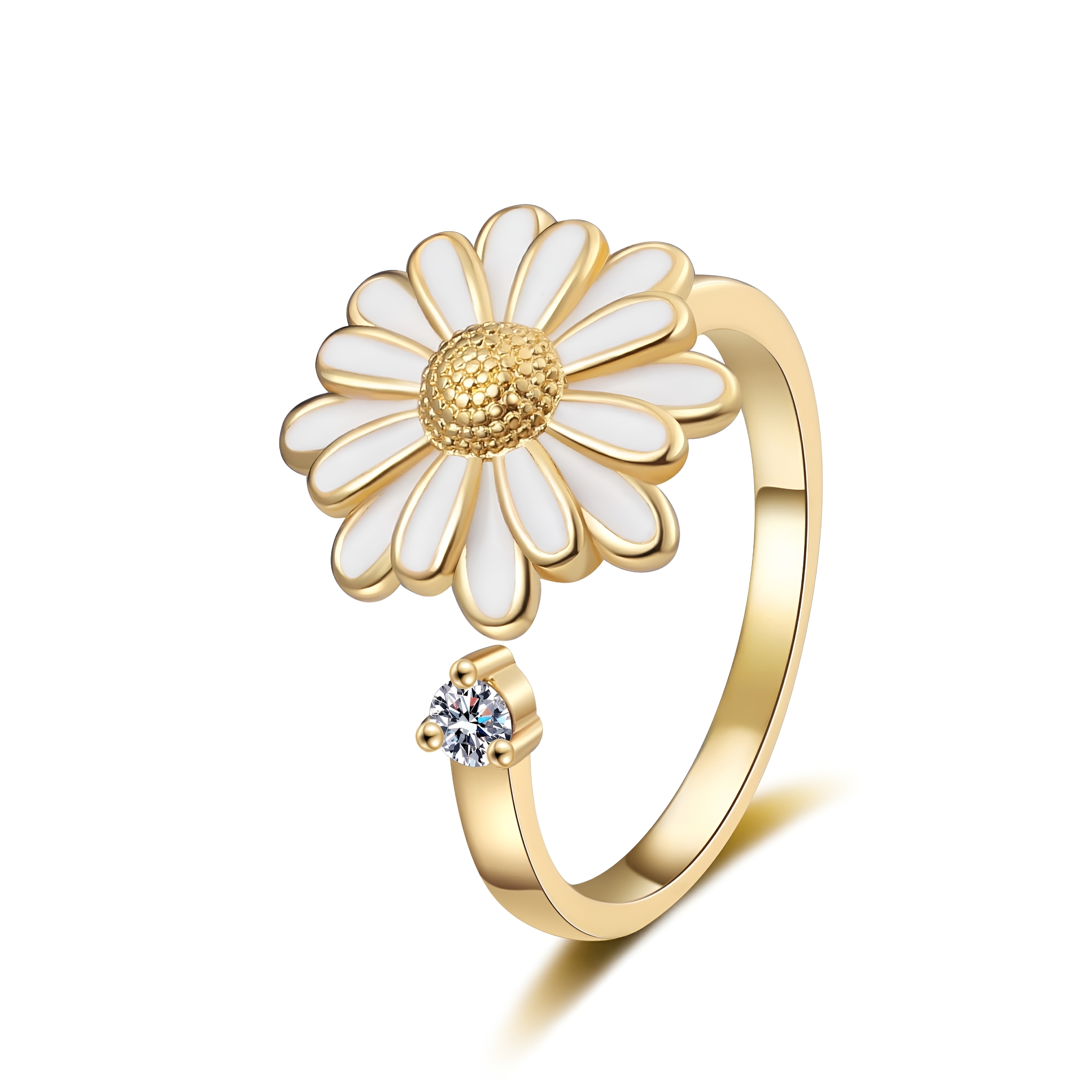 DESIGNICE Women's Rotating Daisy Ring for Anxiety Relief 鈥?Spinning ...