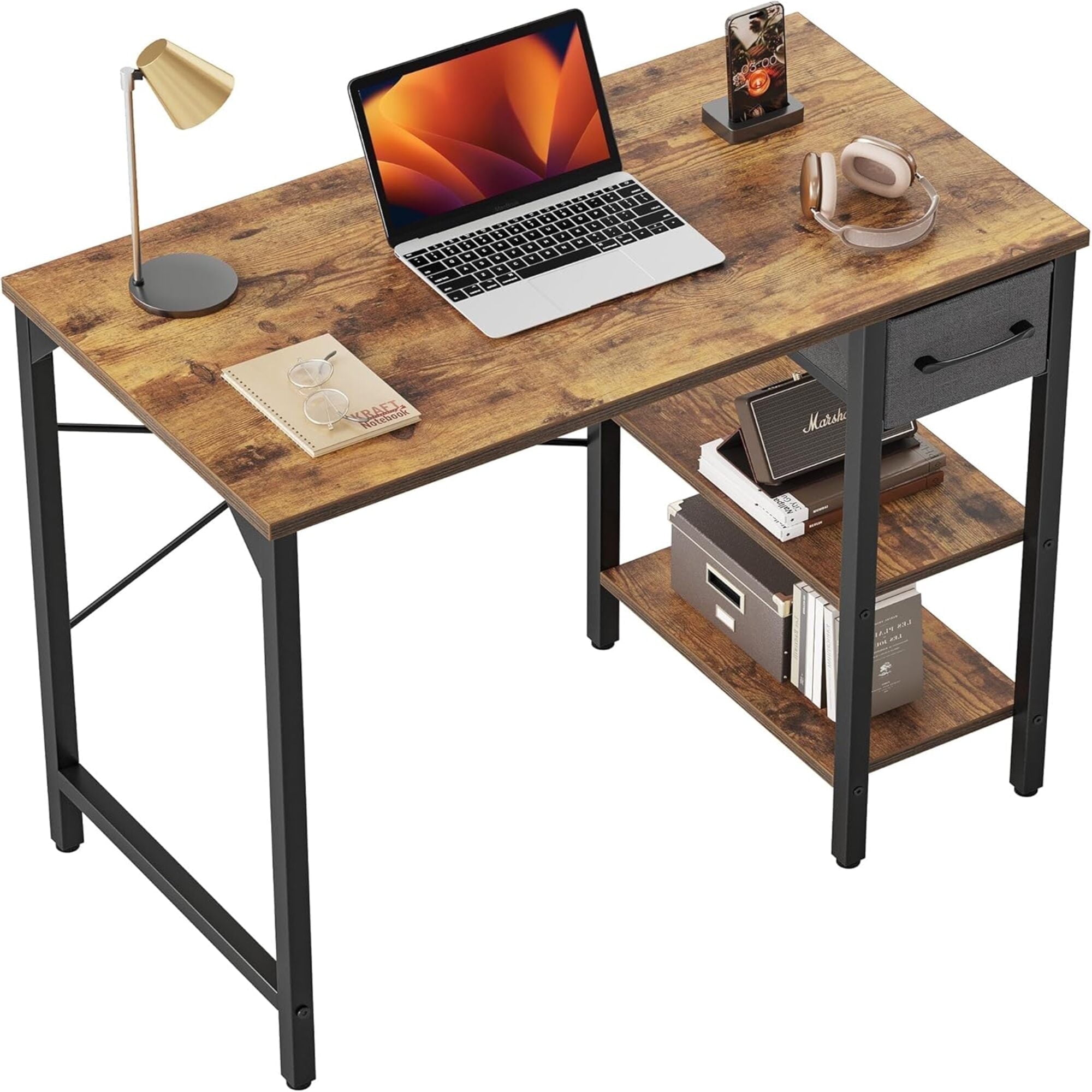 DESINO 35 Inch Computer Desk, Small Home Office Desk with Fabric ...