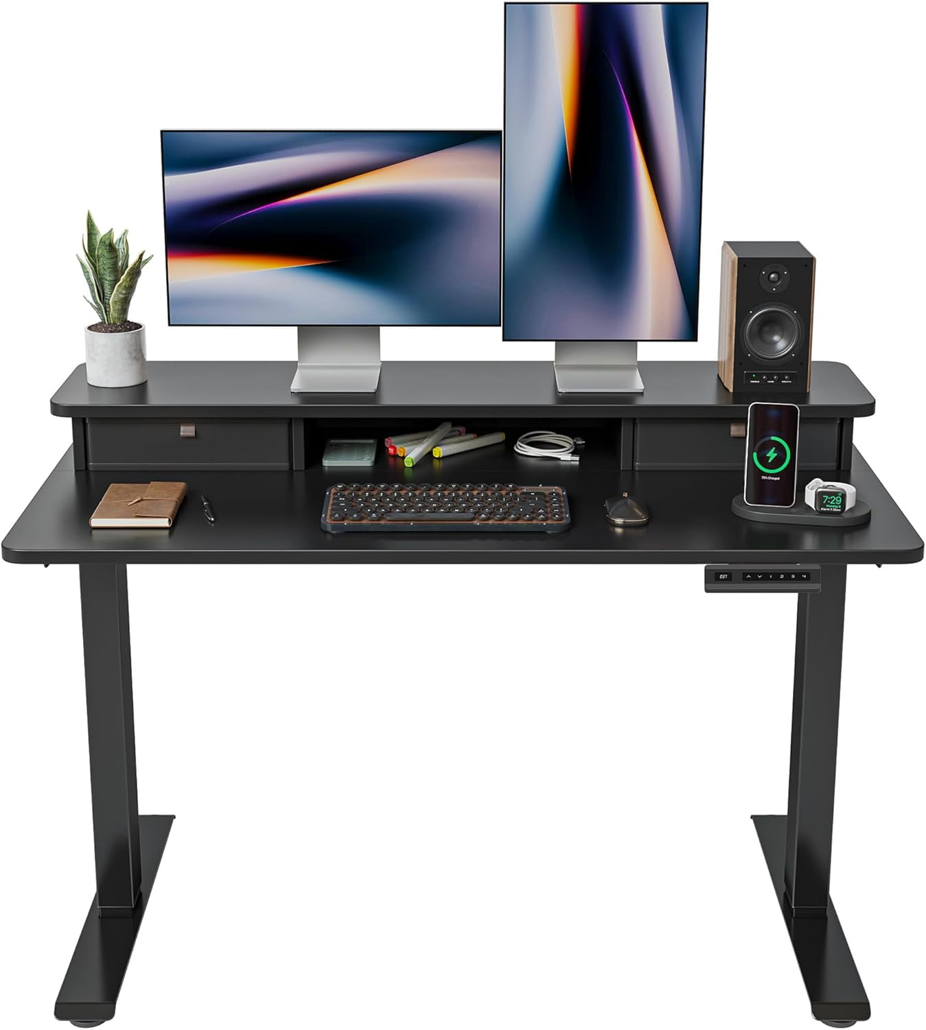 DESINO 40" x 24" Height Adjustable Electric Standing Desk with Double ...