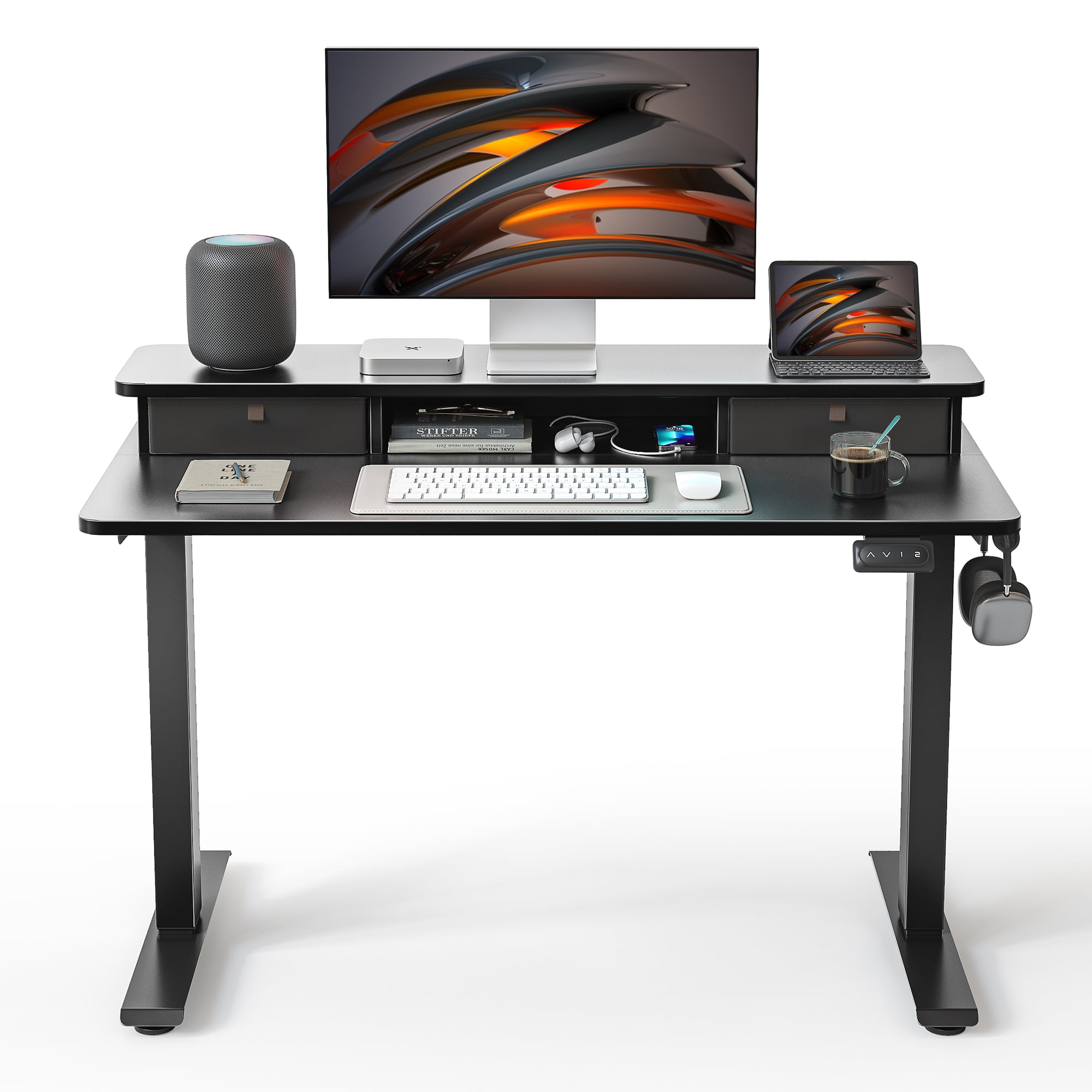 DESINO 40" x 24" Height Adjustable Electric Standing Desk with Double ...