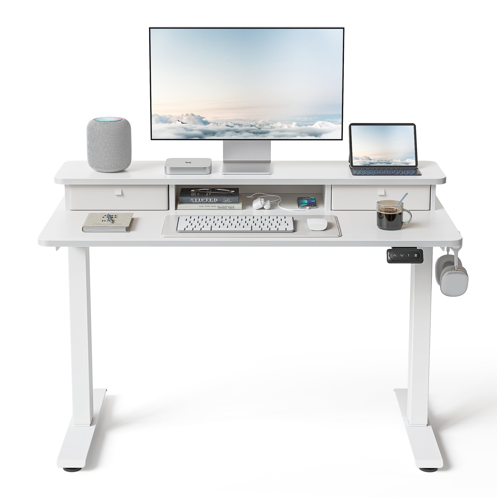 DESINO 40" x 24" Height Adjustable Electric Standing Desk with Double ...