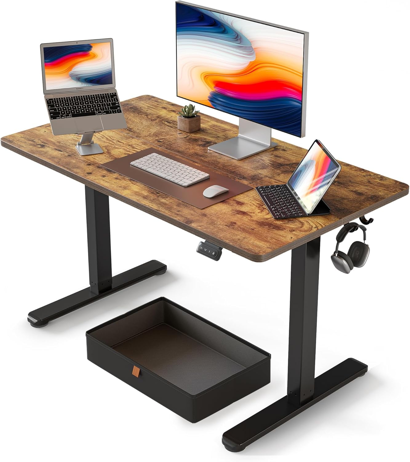 DESINO 40 x 24 Inches Electric Standing Desk with Drawer, Adjustable Height Electric Stand up ...