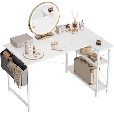 Mainstays 47" Computer Desk with Storage Shelves, , White Finish ...