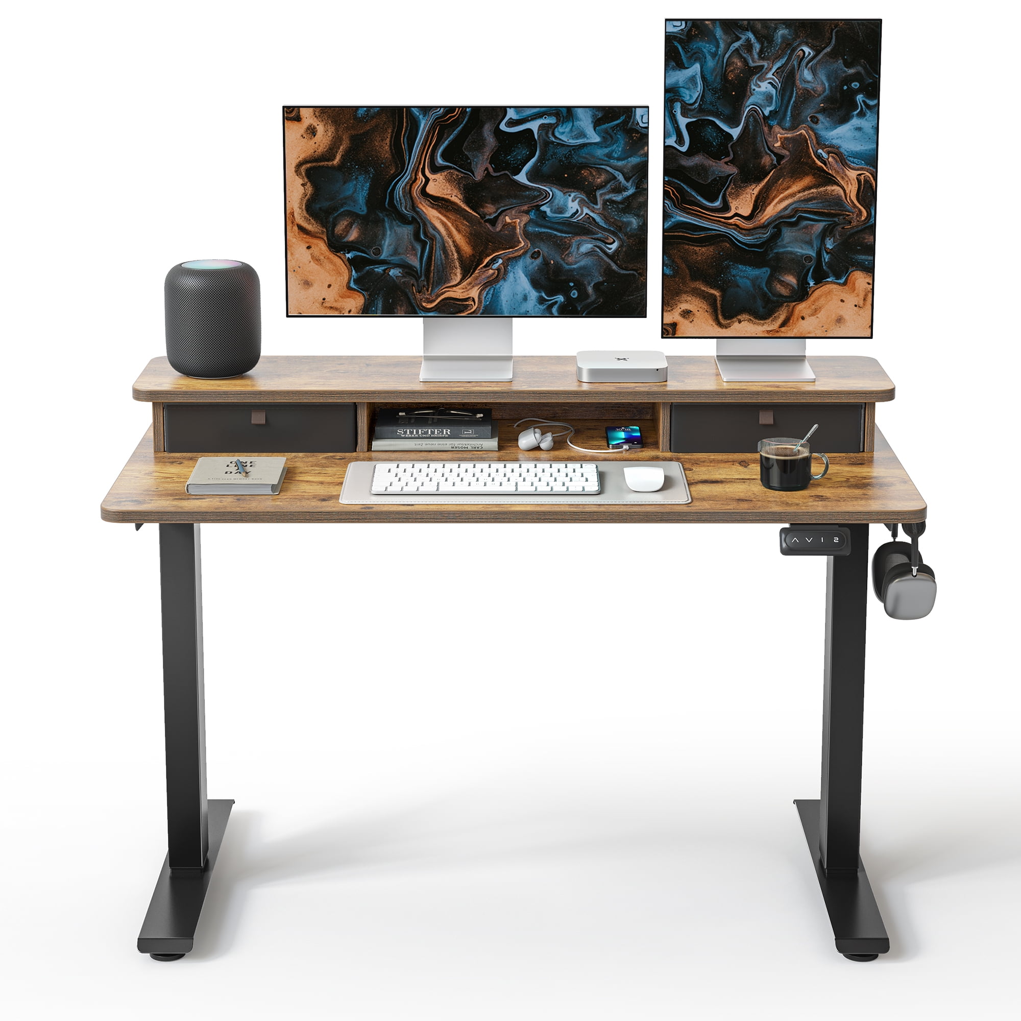 DESINO Power Computer Electric Standing Desk 48"x24", Adjustable Height ...