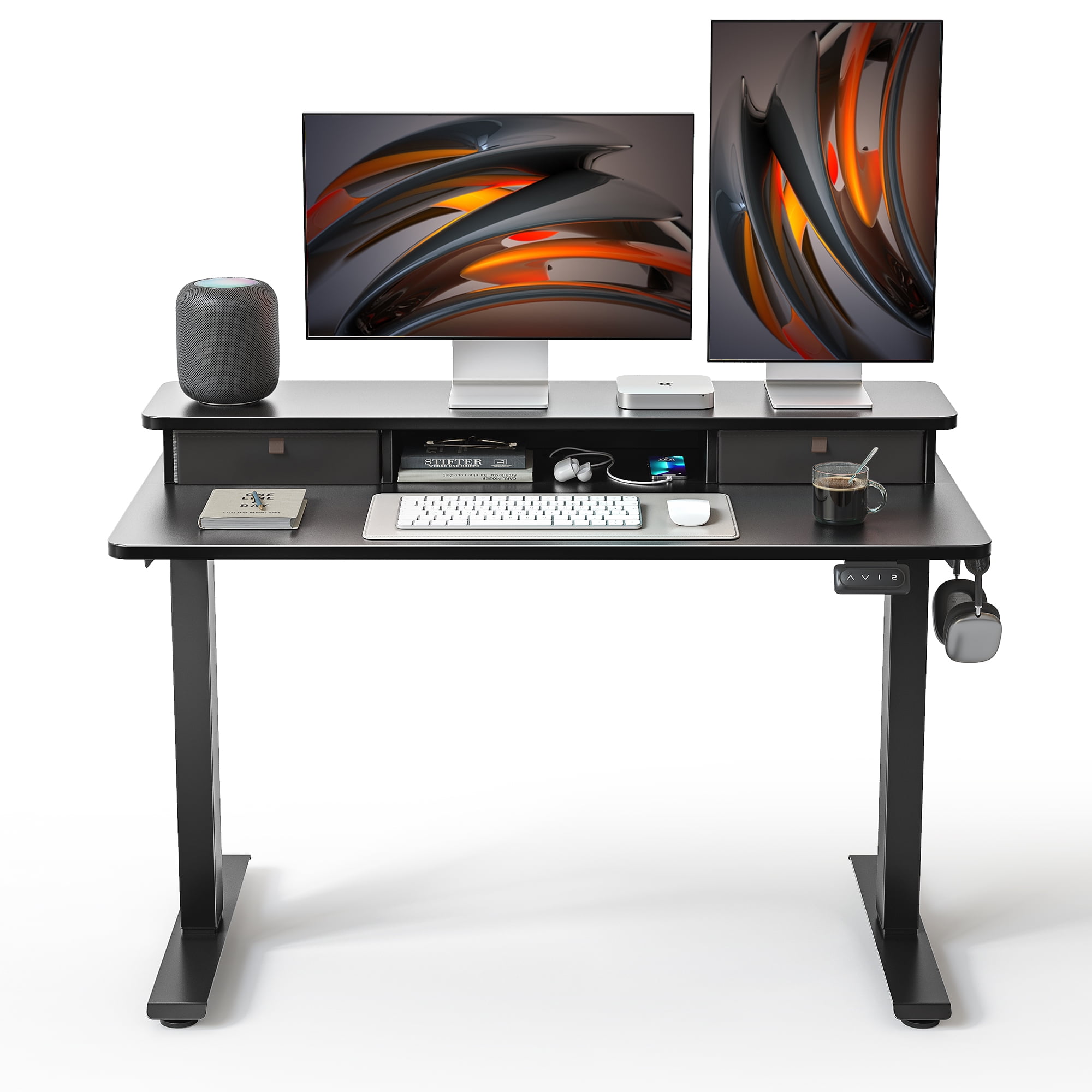 DESINO 48" x 24" Height Adjustable Electric Standing Desk with Double ...