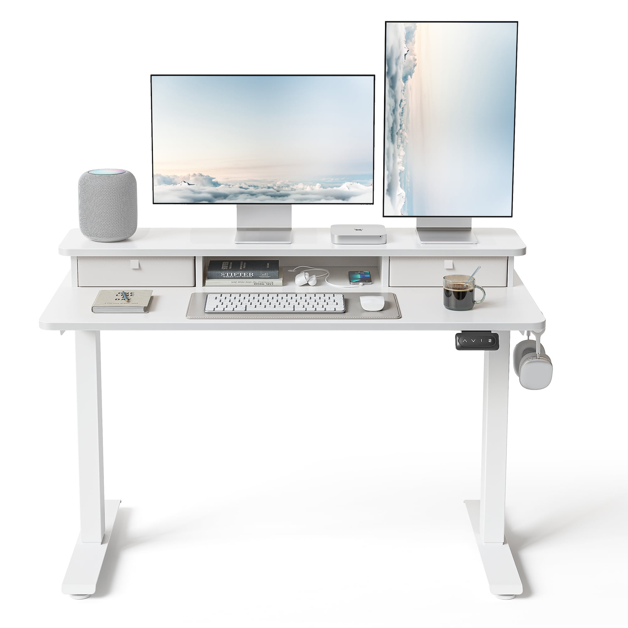 DESINO 48" x 24" Height Adjustable Electric Standing Desk with Double ...