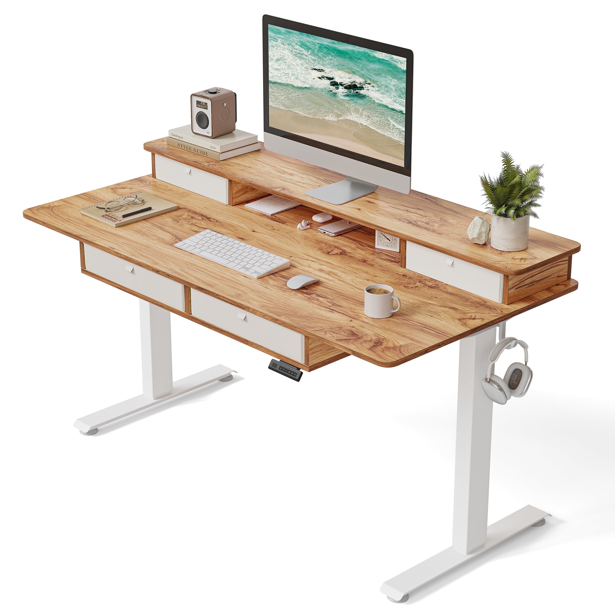 DESINO 55 x 24 Inch Height Adjustable Electric Standing Desk with ...