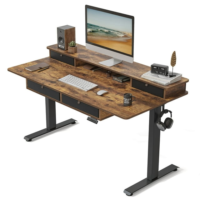 DESINO 55 x 24 Inch Height Adjustable Electric Standing Desk with ...