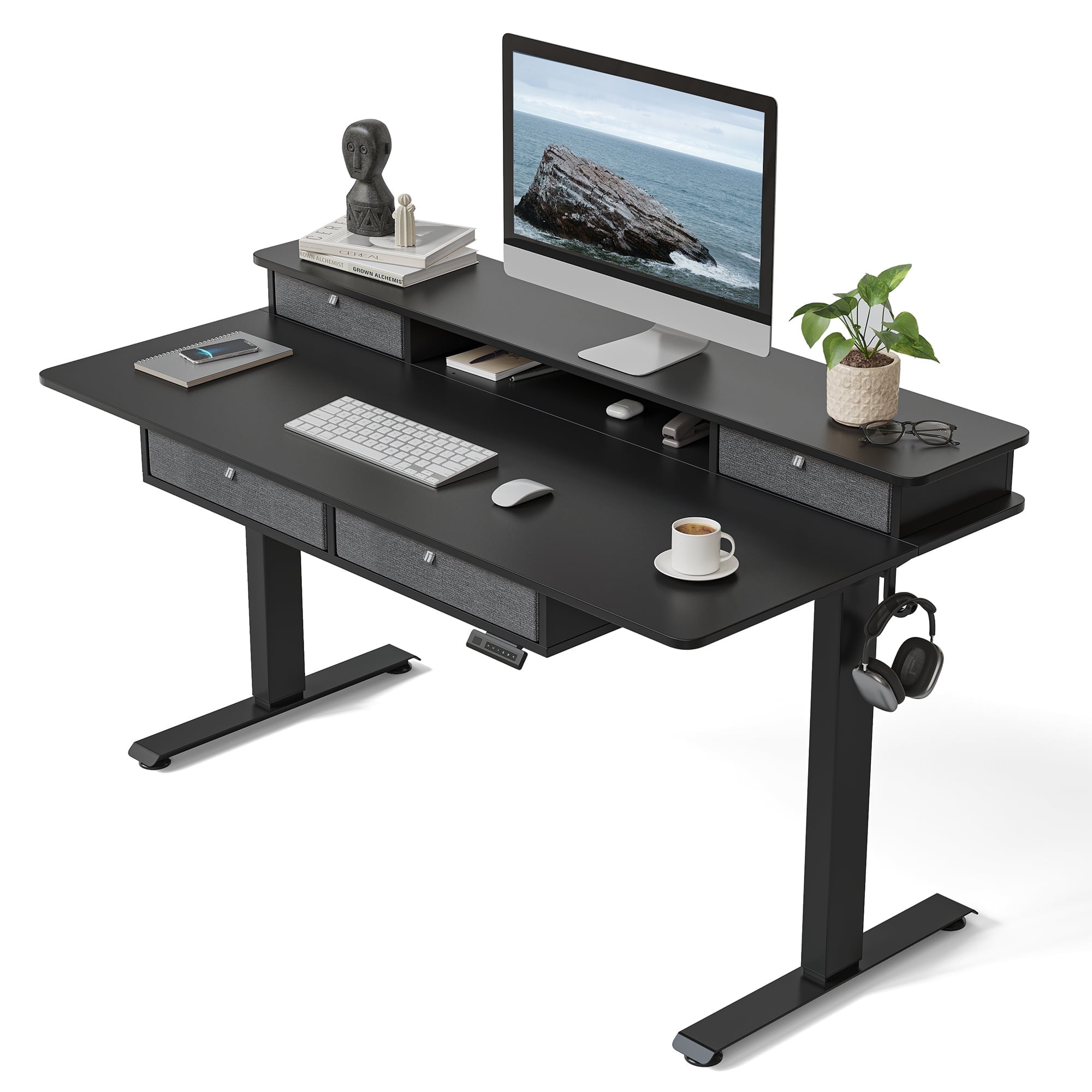 DESINO 55 x 24 Inch Height Adjustable Electric Standing Desk with ...