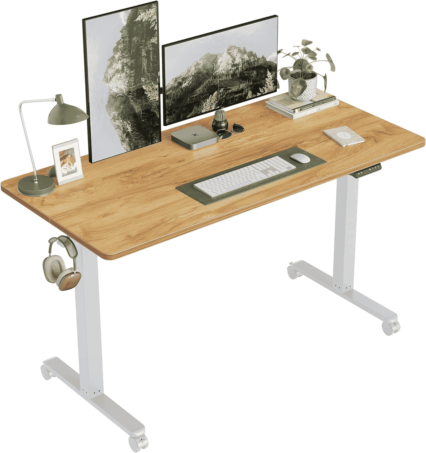 DESINO 55Inch Electric Height Adjustable Standing Desk, Splice Board Electric Stand up Desk Home ...