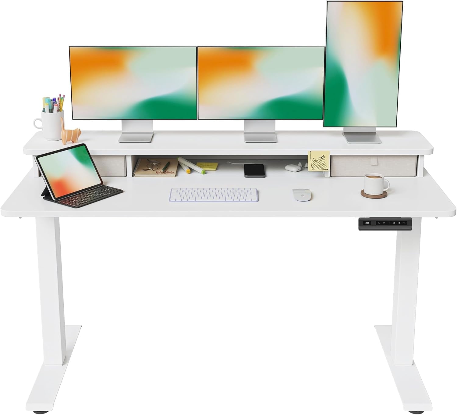 DESINO 63" x 28" Height Adjustable Electric Standing Desk with Double ...