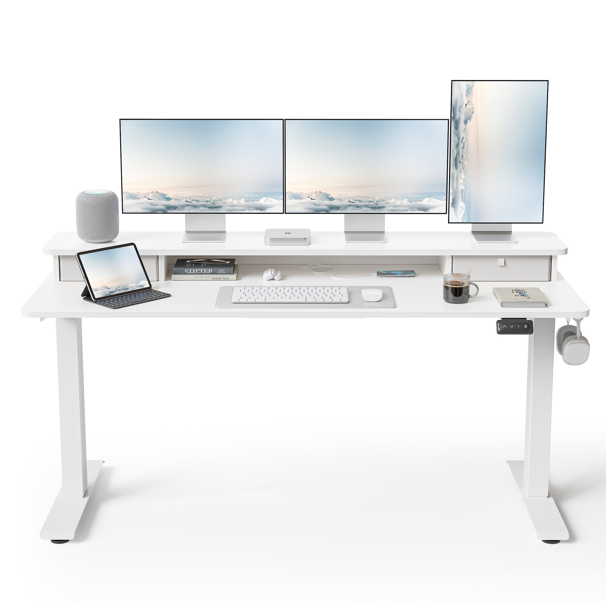 DESINO 60" x 24" Height Adjustable Electric Standing Desk with Double ...