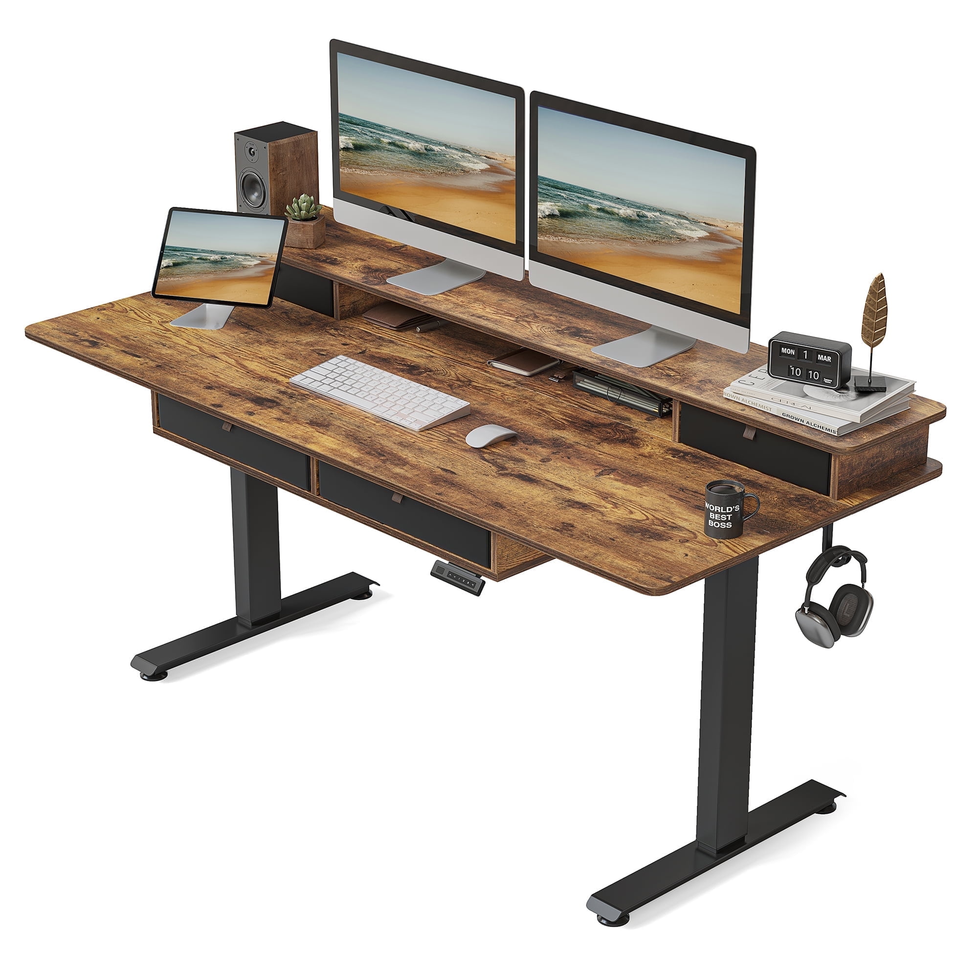 DESINO 63 x 24 Inch Height Adjustable Electric Standing Desk with ...