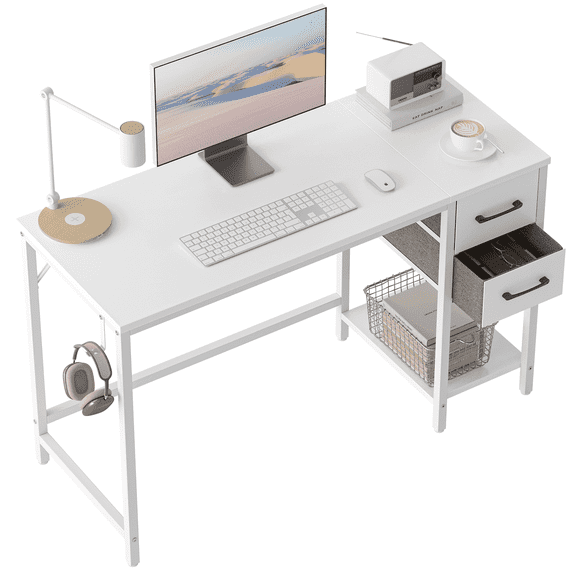 DESINO Computer Desk with Drawers, 40 Inch Study Writing Table, Modern ...