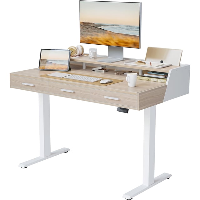 DESINO Electric Standing Desk with Drawers, 48"x24" Standing Desk ...