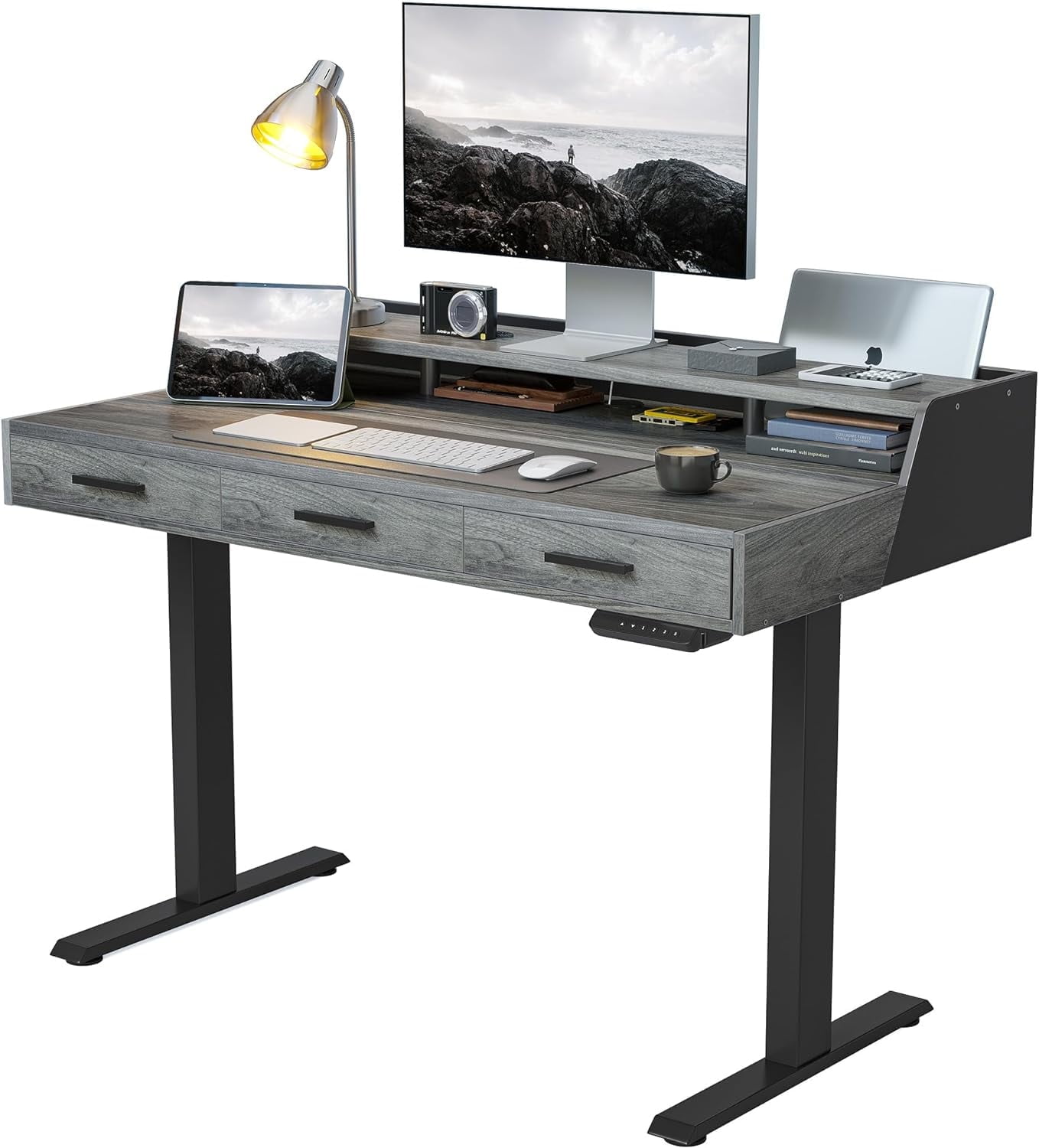 DESINO Electric Standing Desk with Drawers, 48"x24" Standing Desk ...