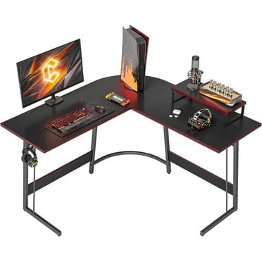 Bestier 52 inch Gaming Desk with Power Strip and LED Monitor Stand ...