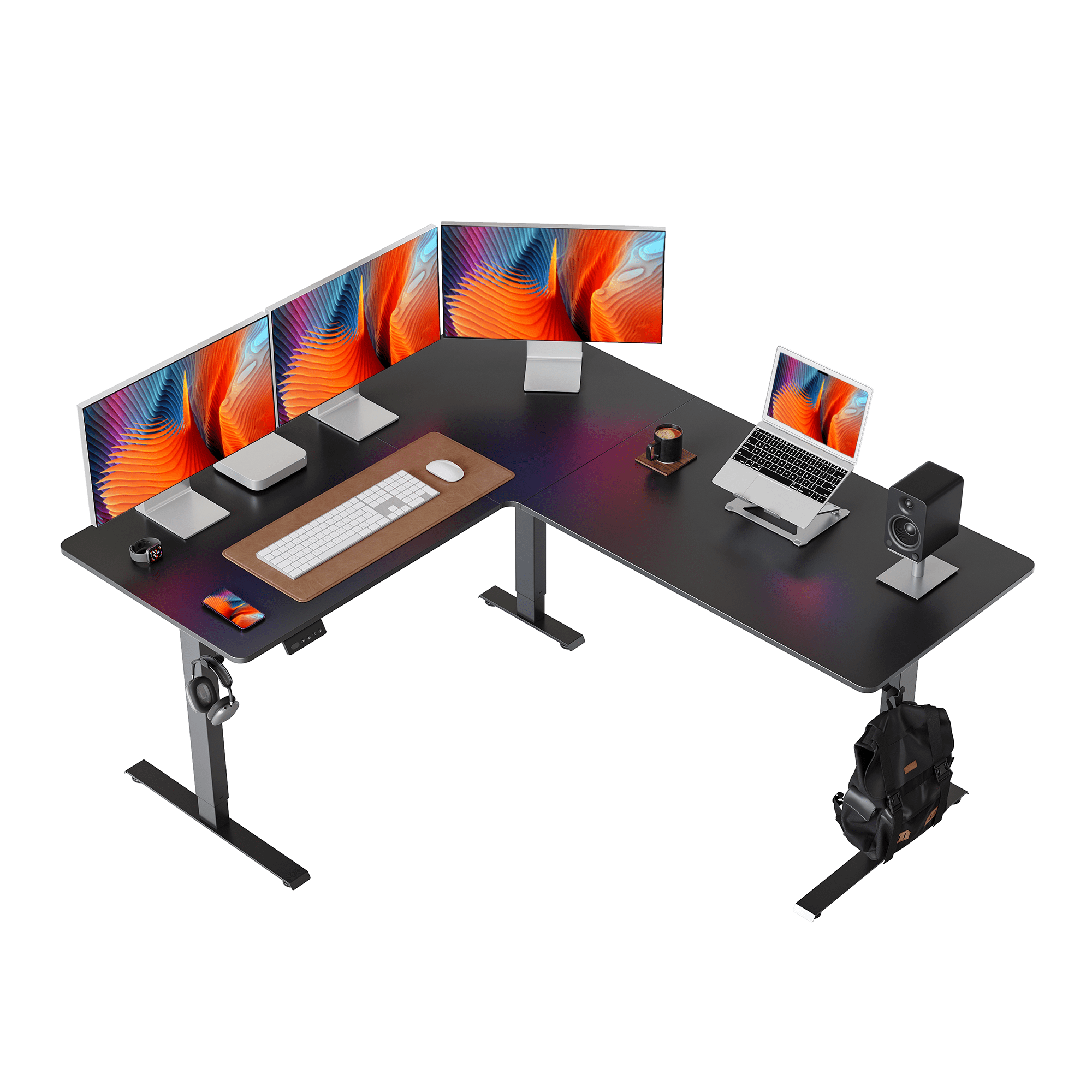 DESINO L-Shaped Standing Desk Adjustable Height, 63 Inch Electric Stand ...