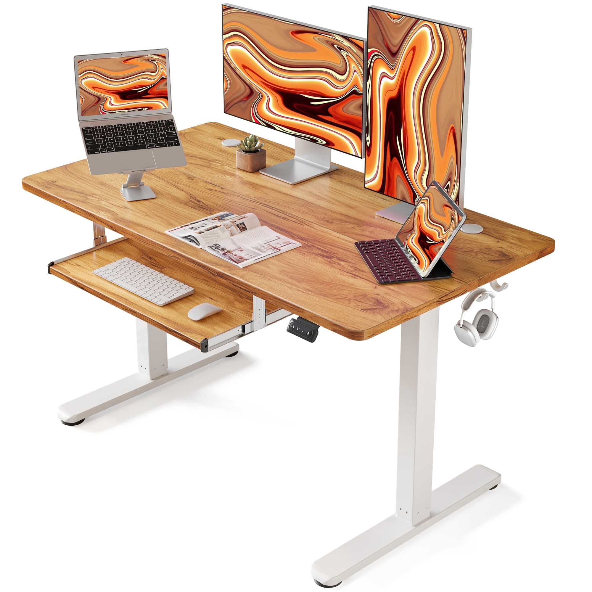 DESINO Standing Desk with Keyboard Tray, 48 x 24 inch Height Adjustable ...