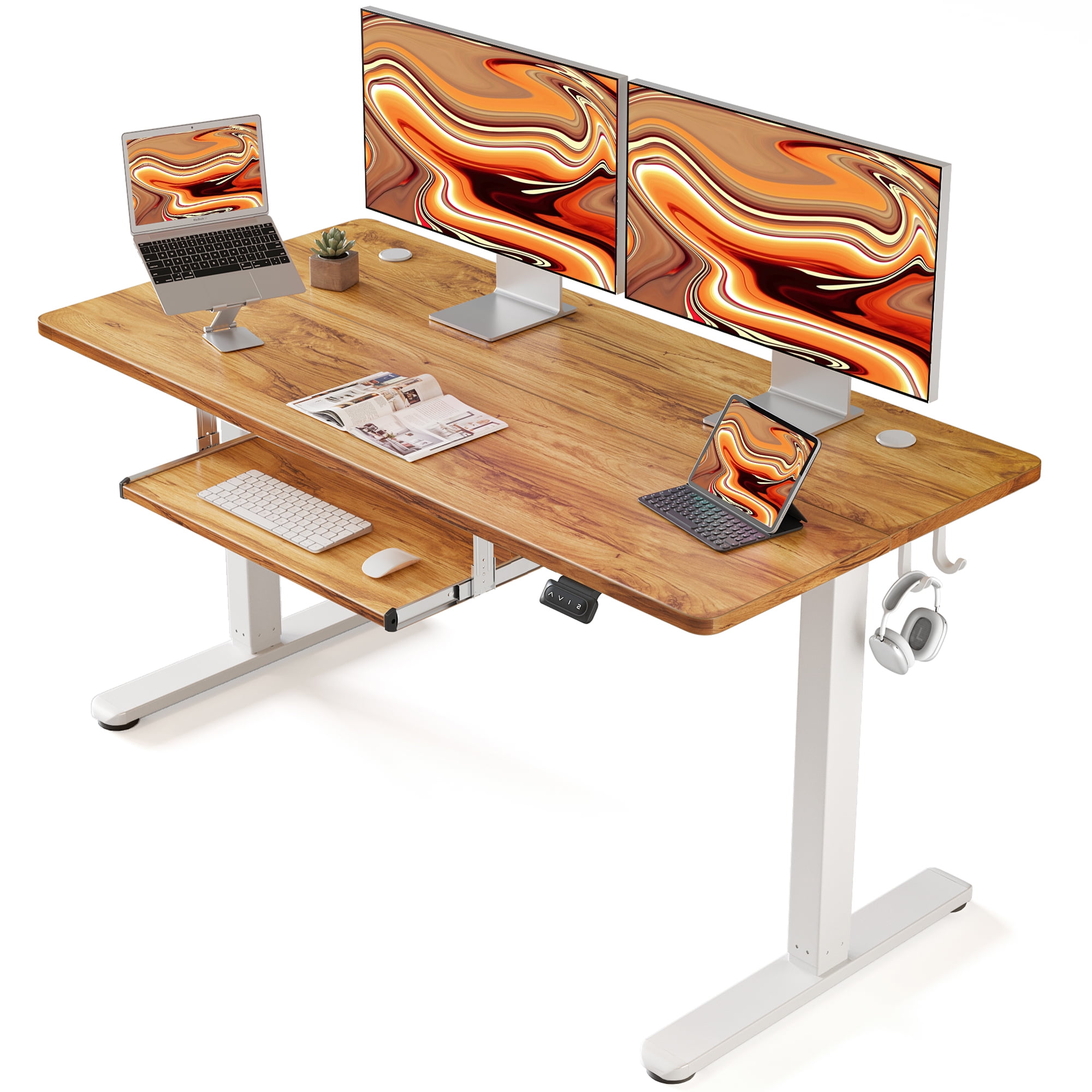DESINO Standing Desk with Keyboard Tray, 55 x 24 inch Height Adjustable ...