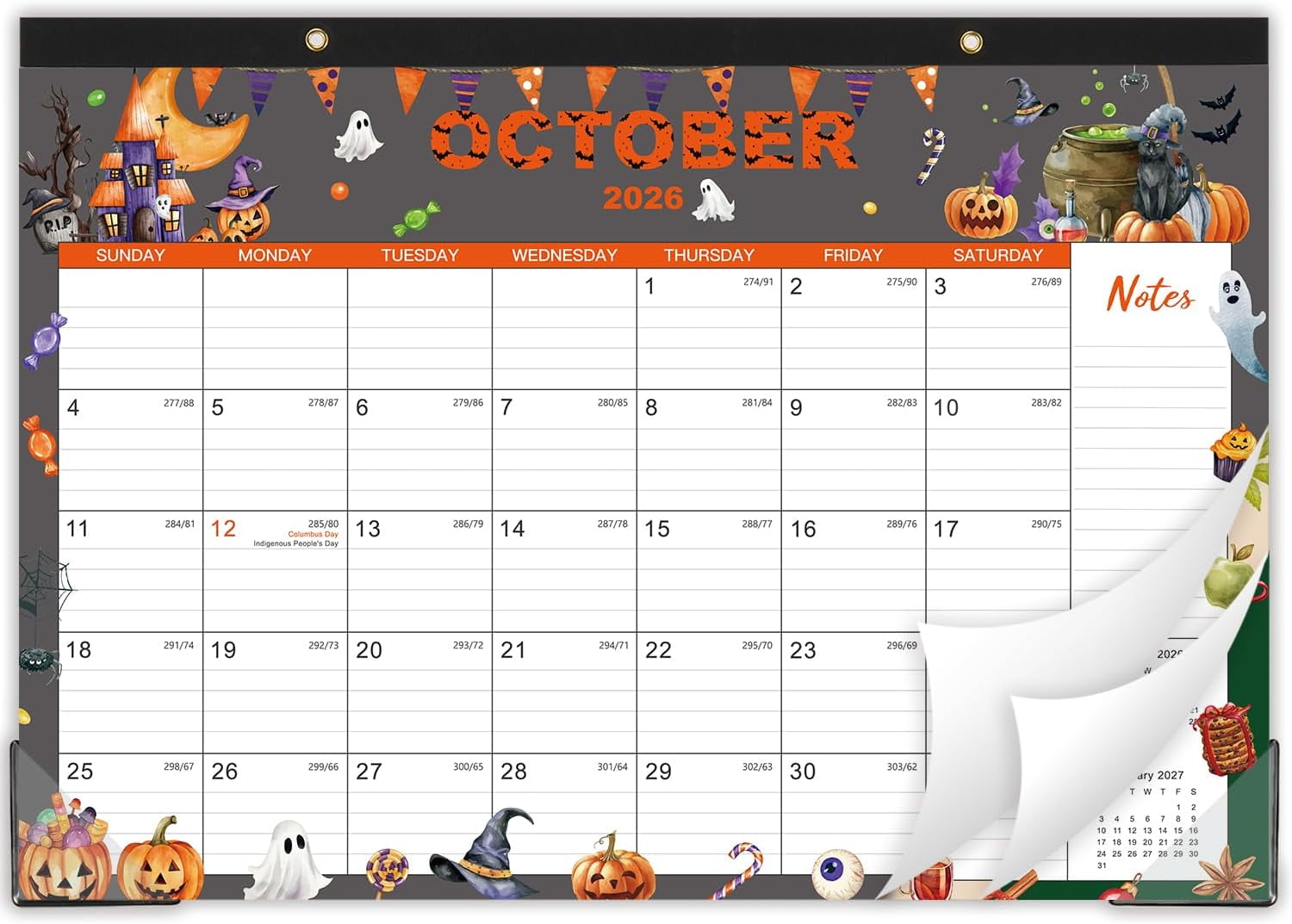 DESK CALENDAR 2026, 12" x 17", 12 Months Calendar Pad with Corner ...
