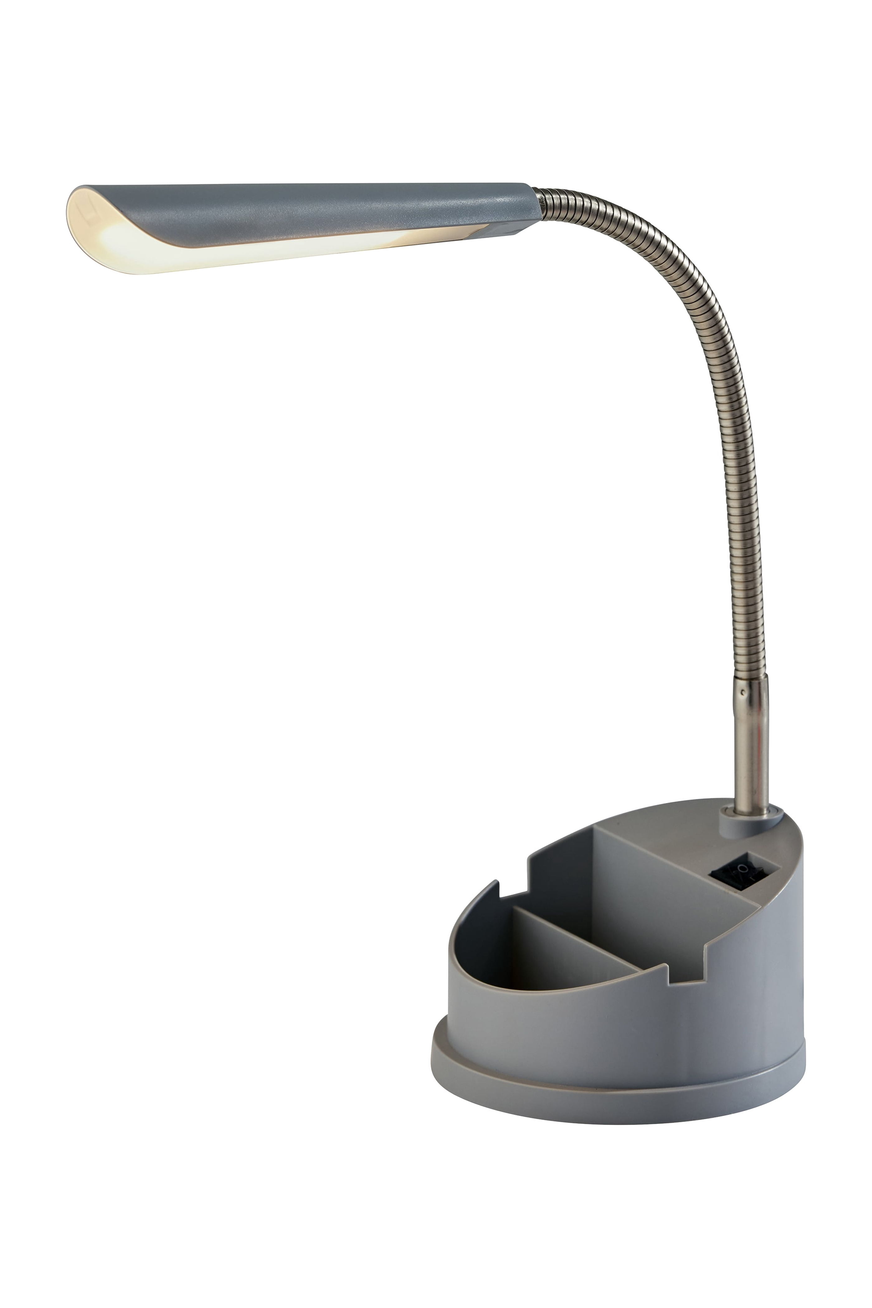 Mainstays Modern Gray LED Desk Organizer Lamp with Adjustable Gooseneck ...