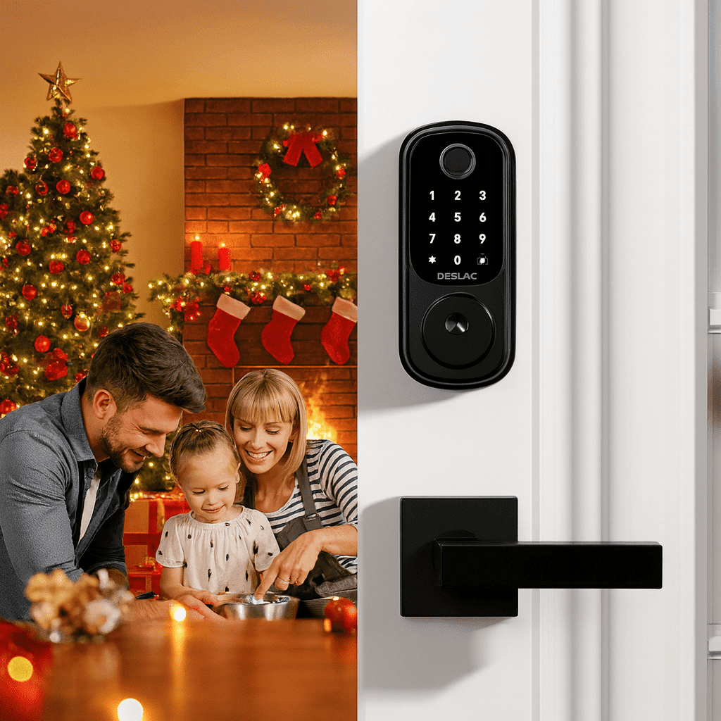 DESLOC B200-C Fingerprint Smart Door Lock with 2 Lever Handles, App ...