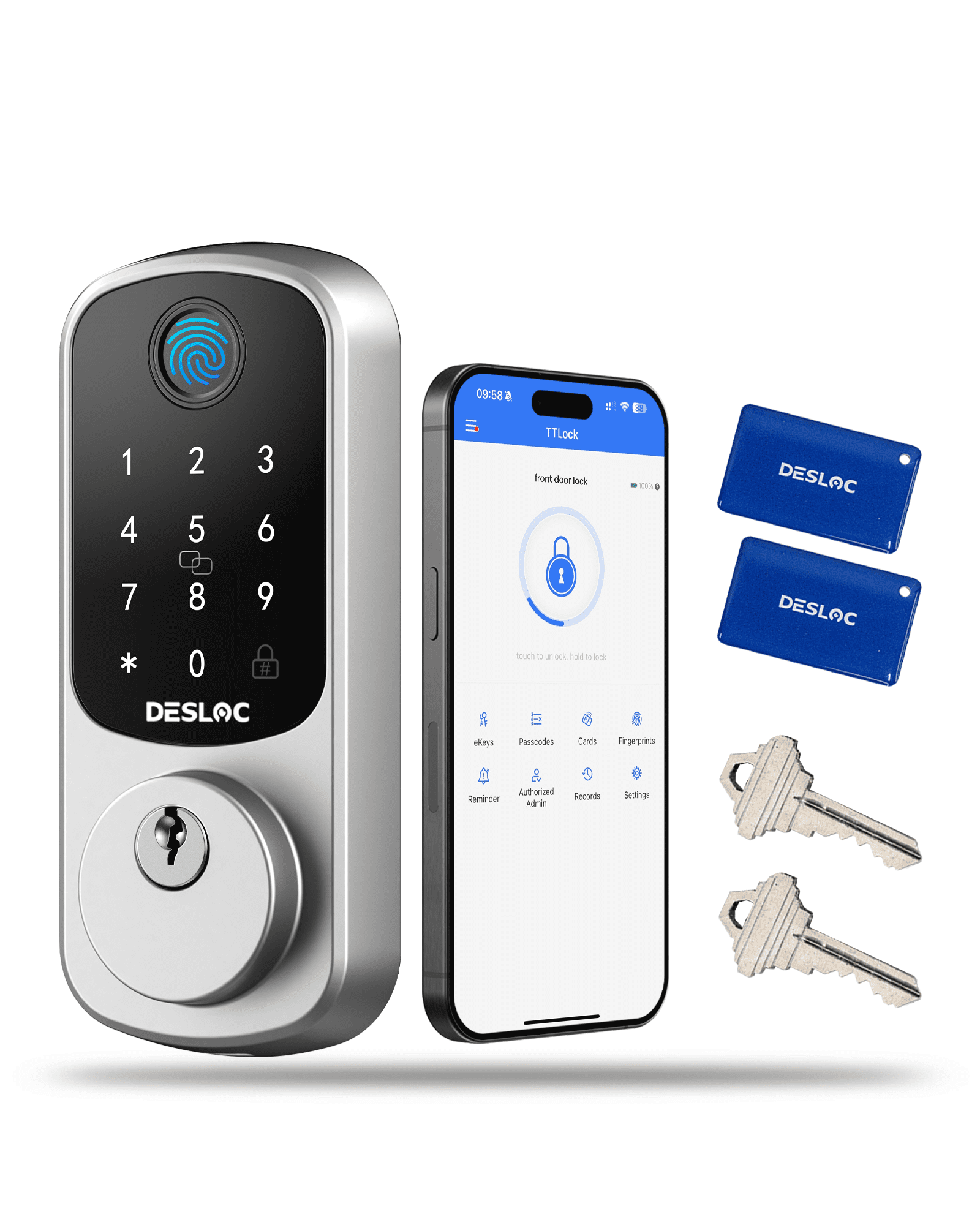 DESLOC B200 Fingerprint Smart Door Lock, Keyless Entry Door Lock, App ...