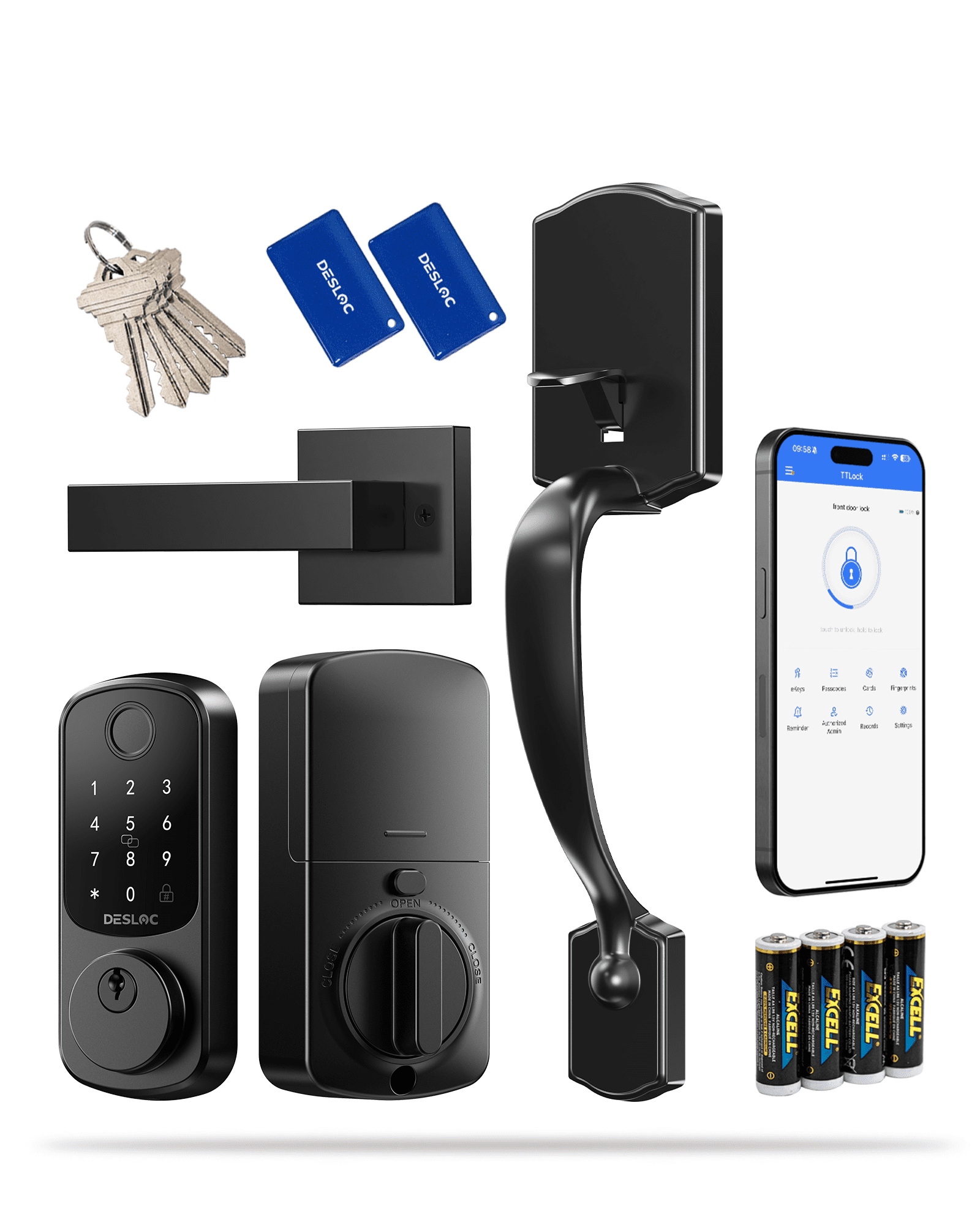 DESLOC B200 Keyless Entry Door Lock with Handle Set, Smart Locks for ...